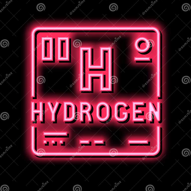 Elemento Della Tavola Periodica Illustrazione Dellicona A Forma Di Neon Di Idrogeno