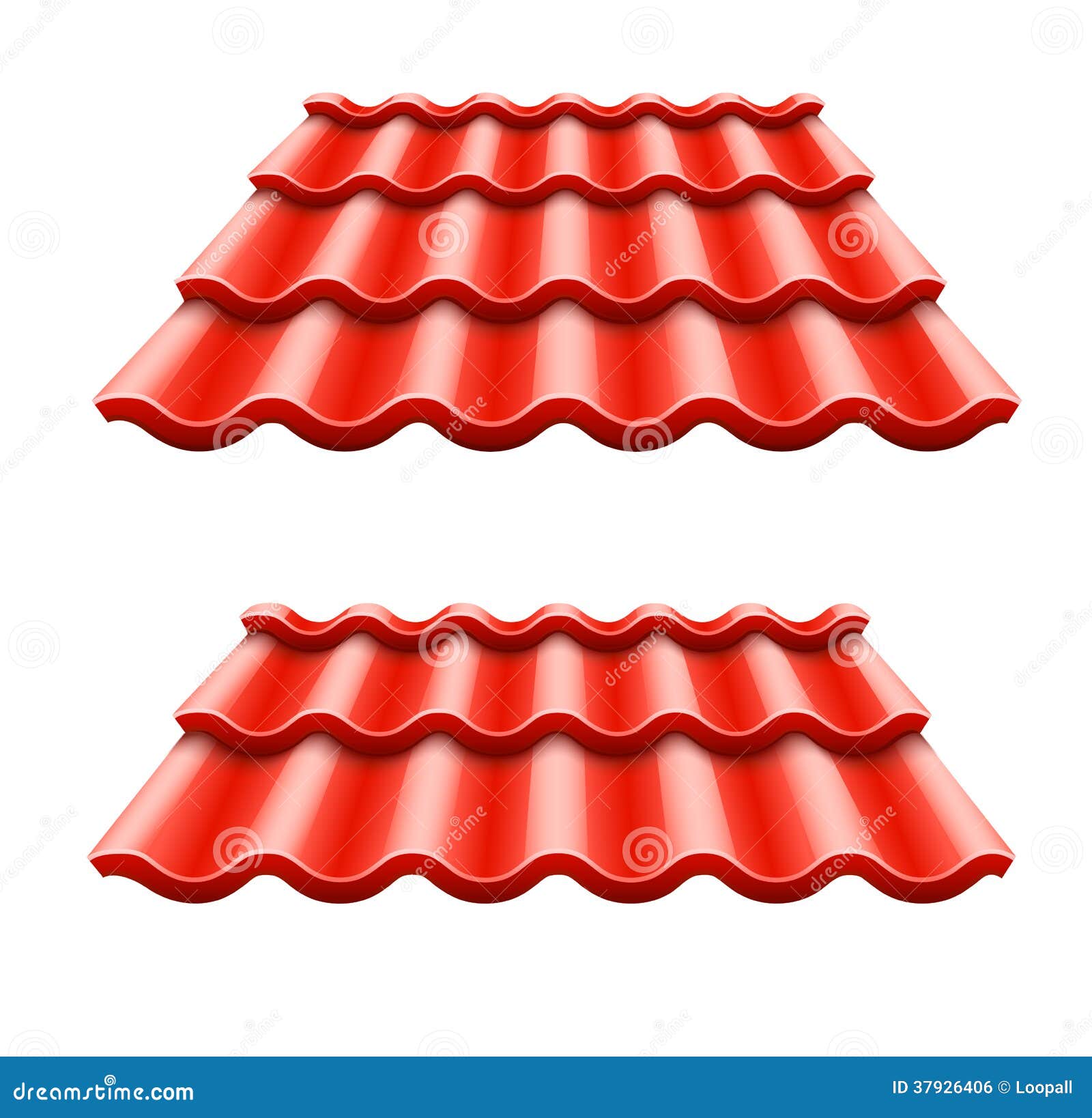 Elemento Ondulado Vermelho Da Telha Do Telhado Ilustração Stock