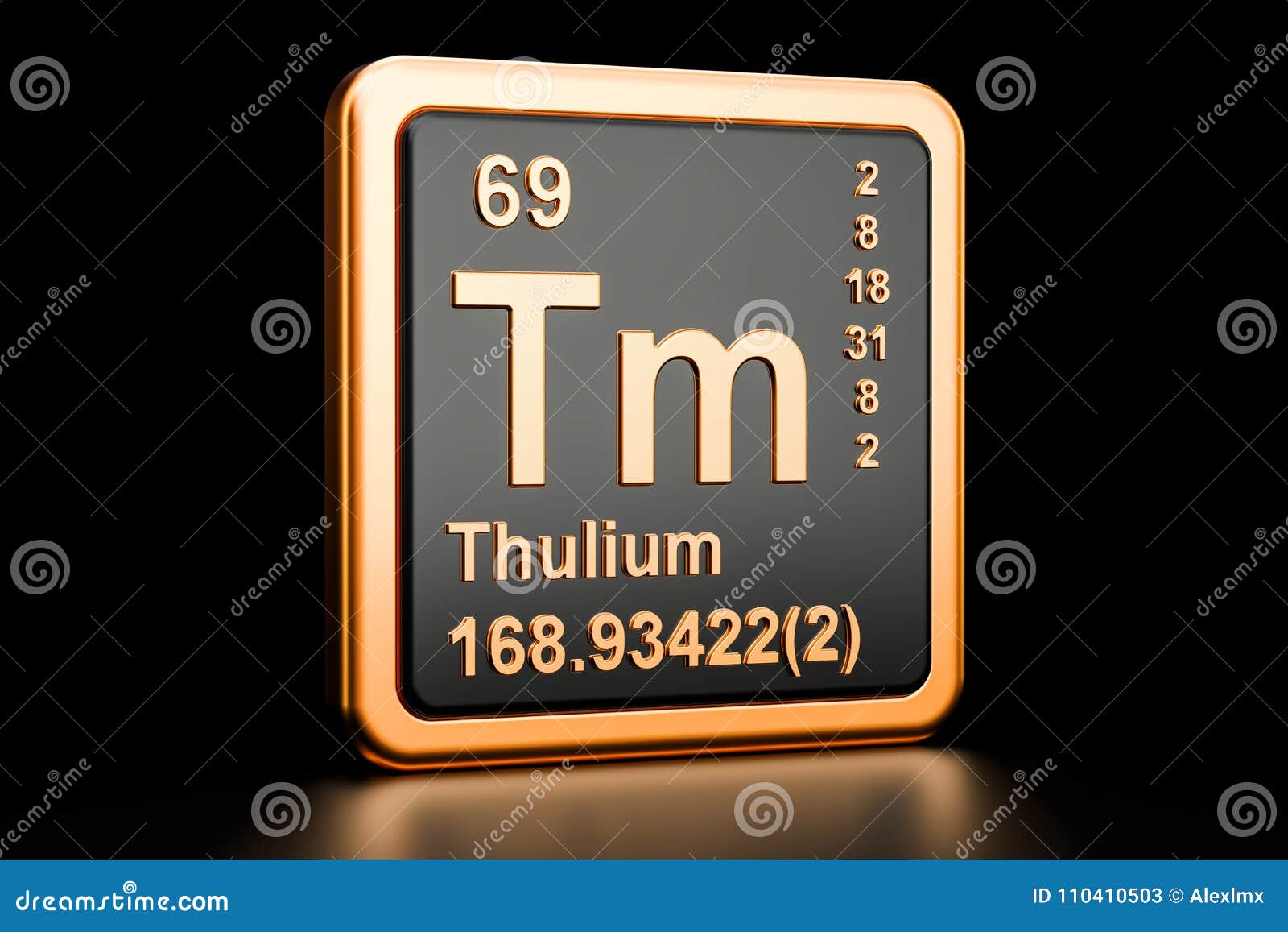 Elemento Químico De TM Del Tulio Representación 3d Stock de ilustración ...