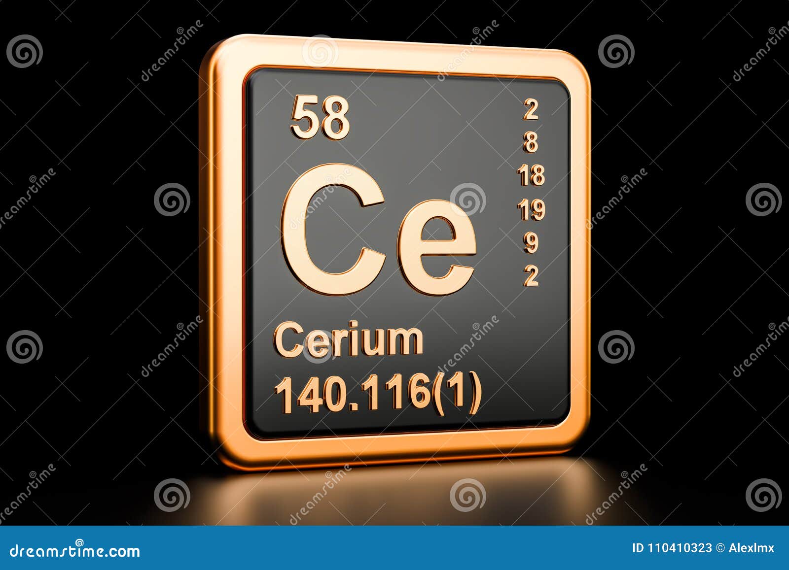 Elemento Químico Del Ce Del Cerio Representación 3d Stock de ...