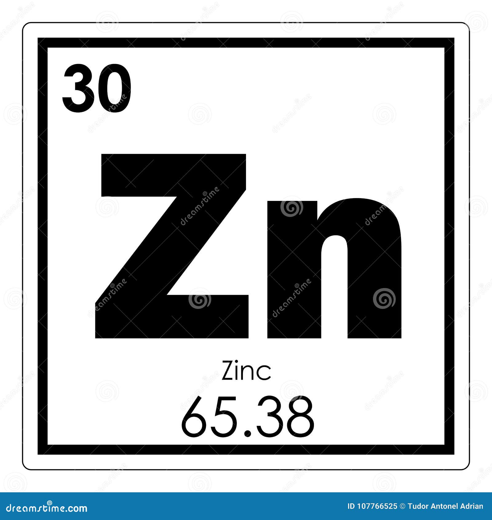 Elemento químico del cinc stock de ilustración. Ilustración de adicto ...