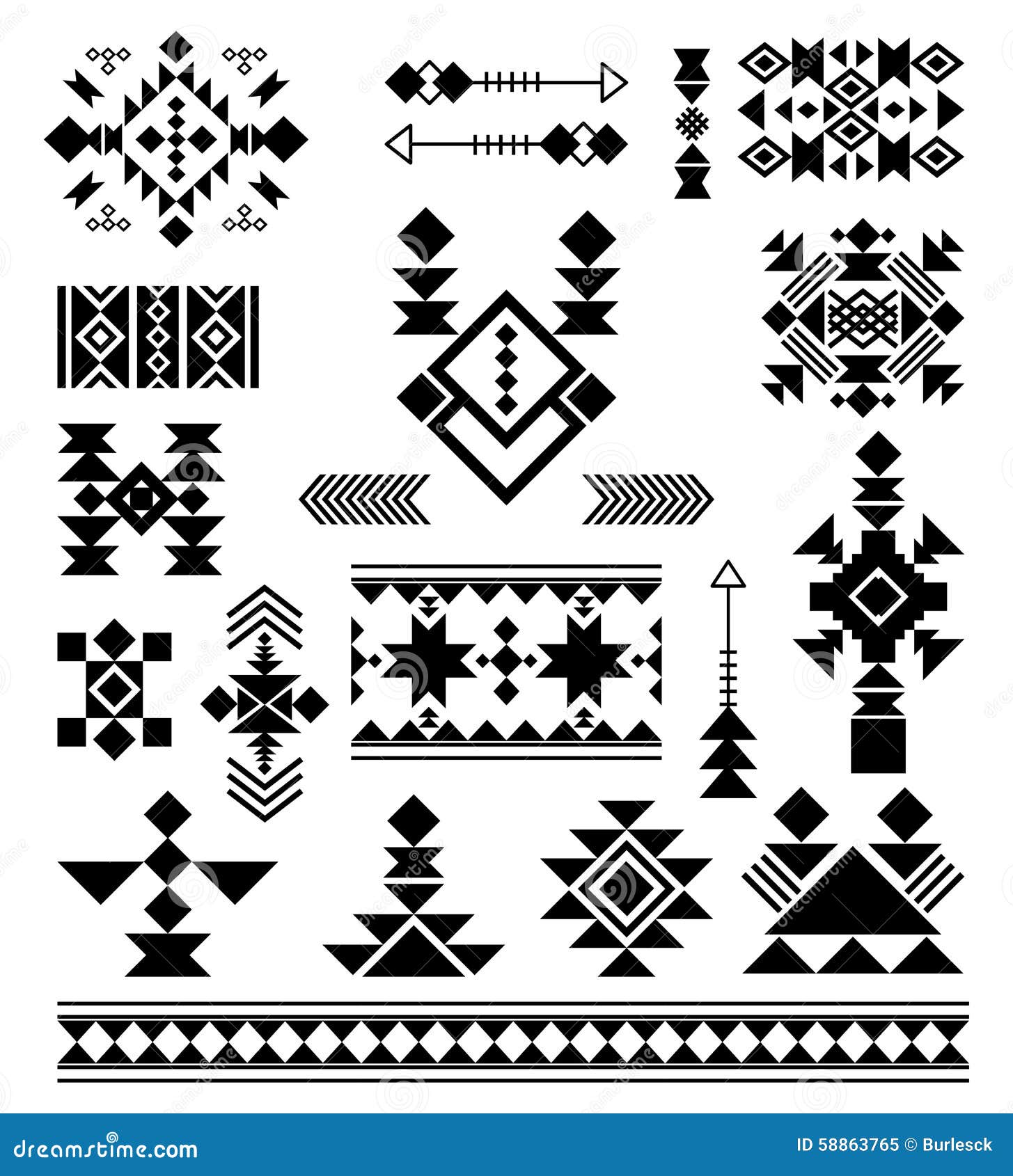 Elementos étnicos Tribales Aztecas Ilustración del Vector - Ilustración ...