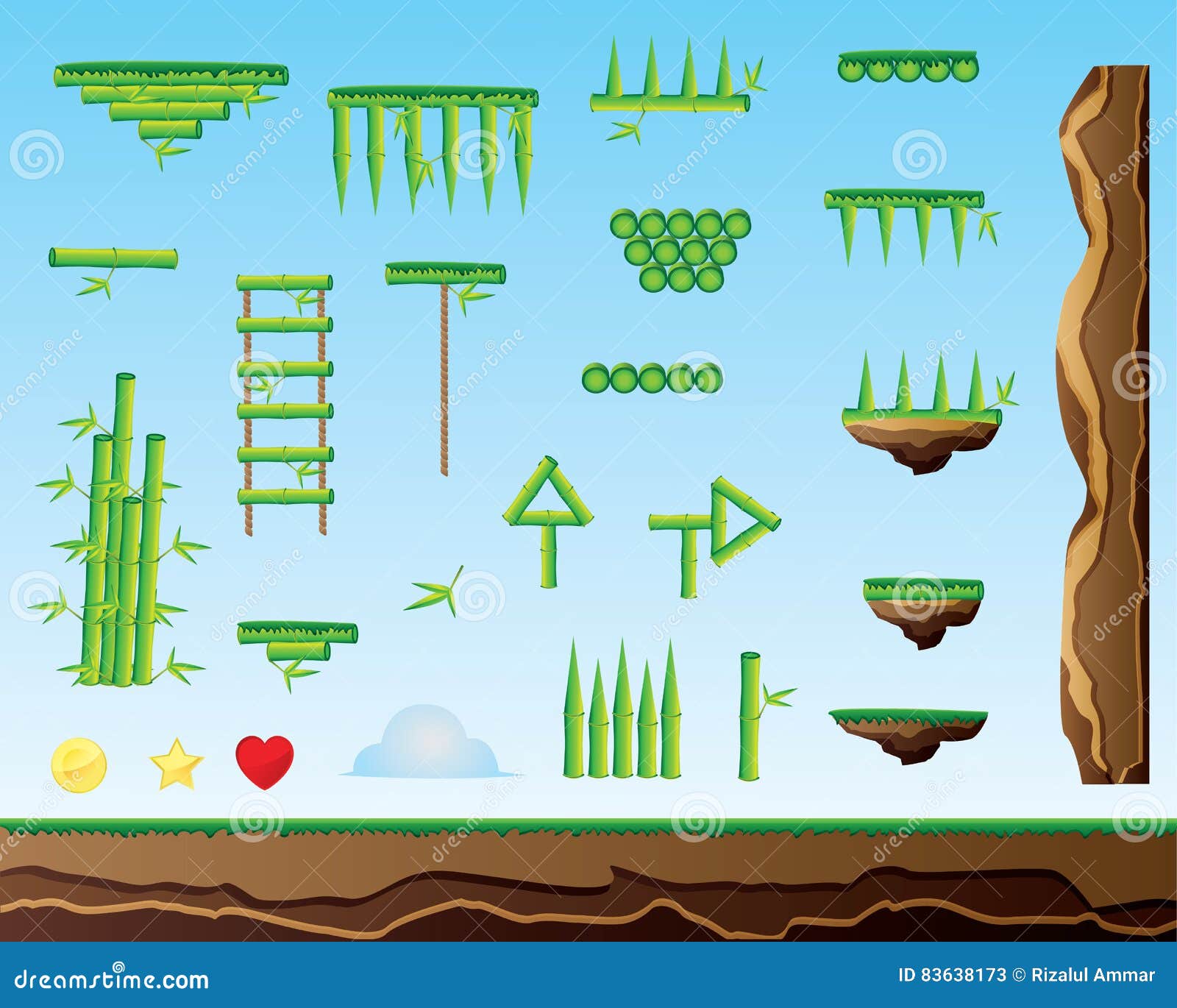 Elementos De Bambu Para 2d Jogos Ilustração do Vetor - Ilustração de ...