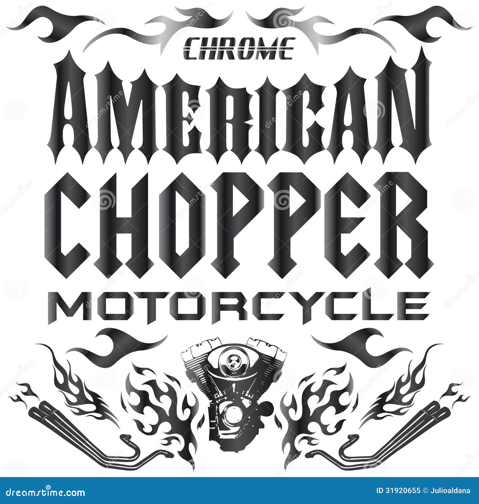 Elementos De Chopper Motorcycle - Letras Ilustración del Vector ...