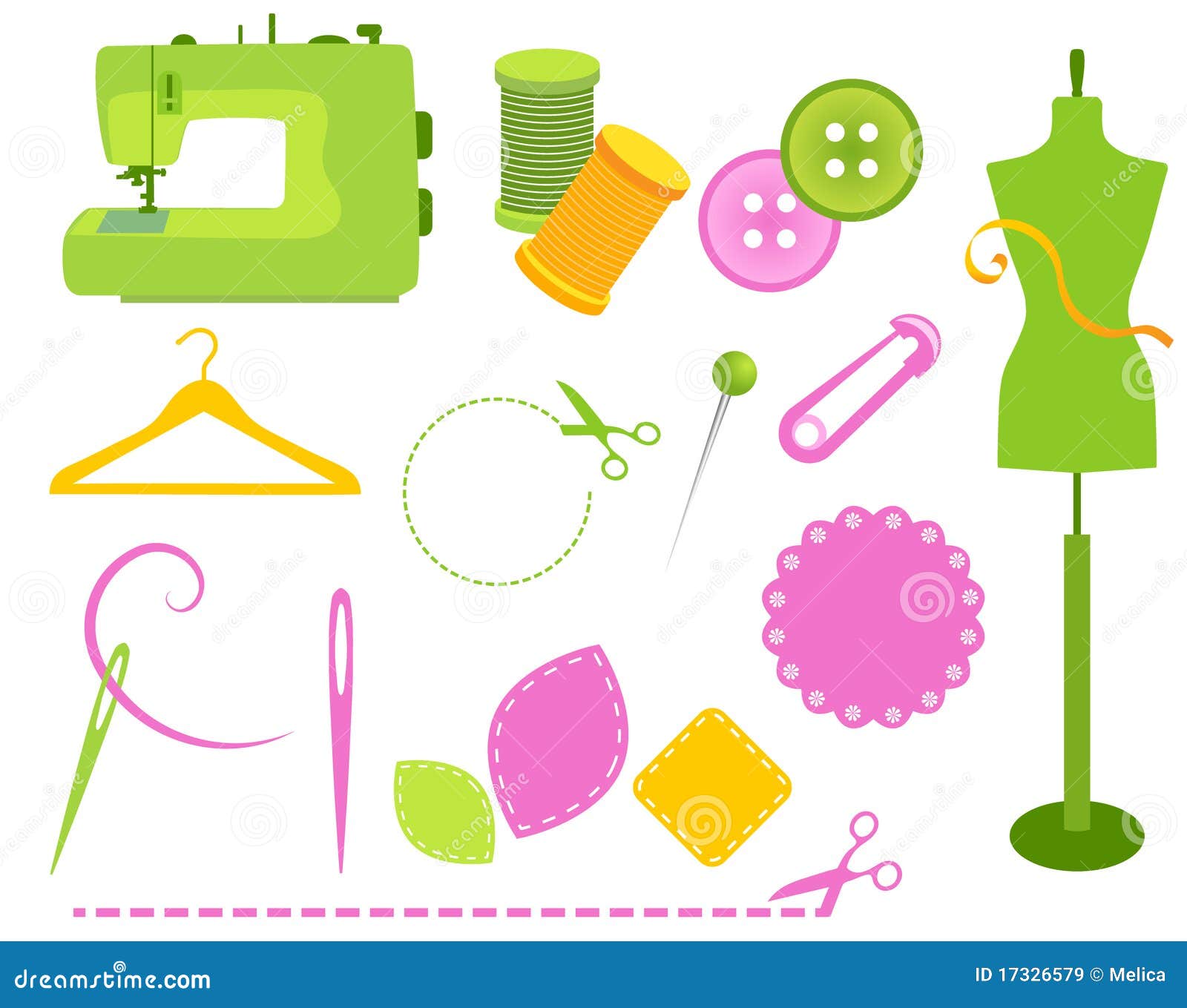 Elementos de costura ilustración del vector. Ilustración de accesorios ...