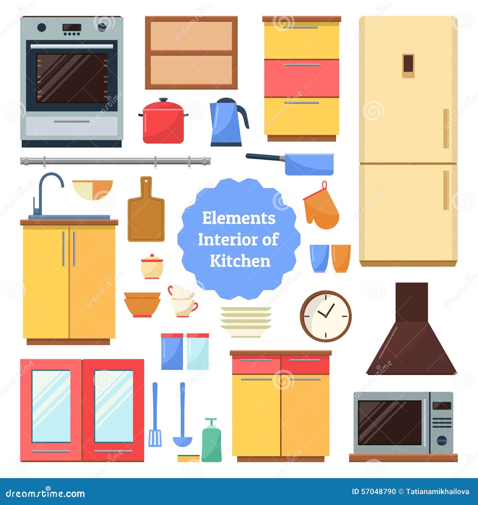 Elementos De La Cocina Interior Ilustración del Vector - Ilustración de ...