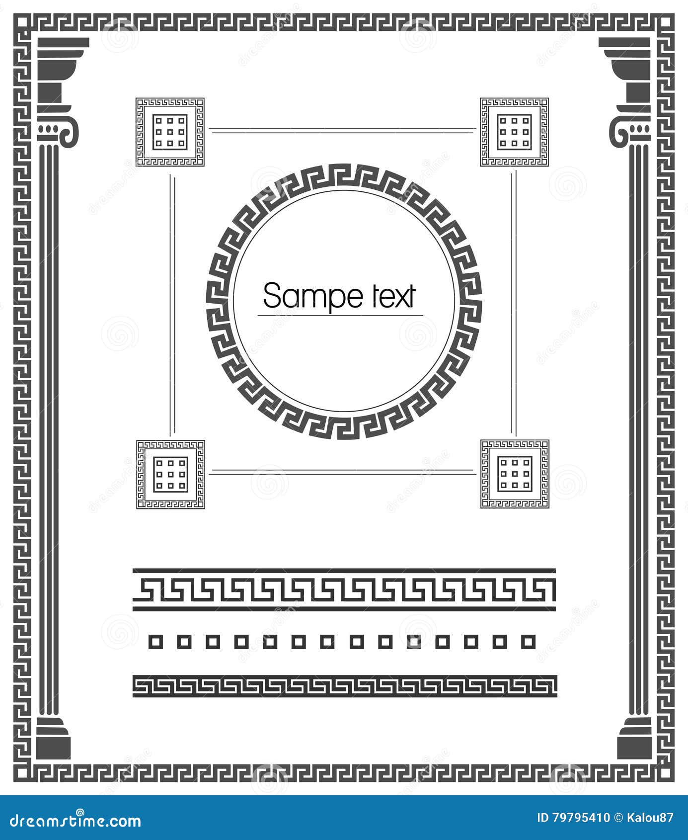 Elementos Decorativos Del Meandro Griego Ilustración del Vector ...