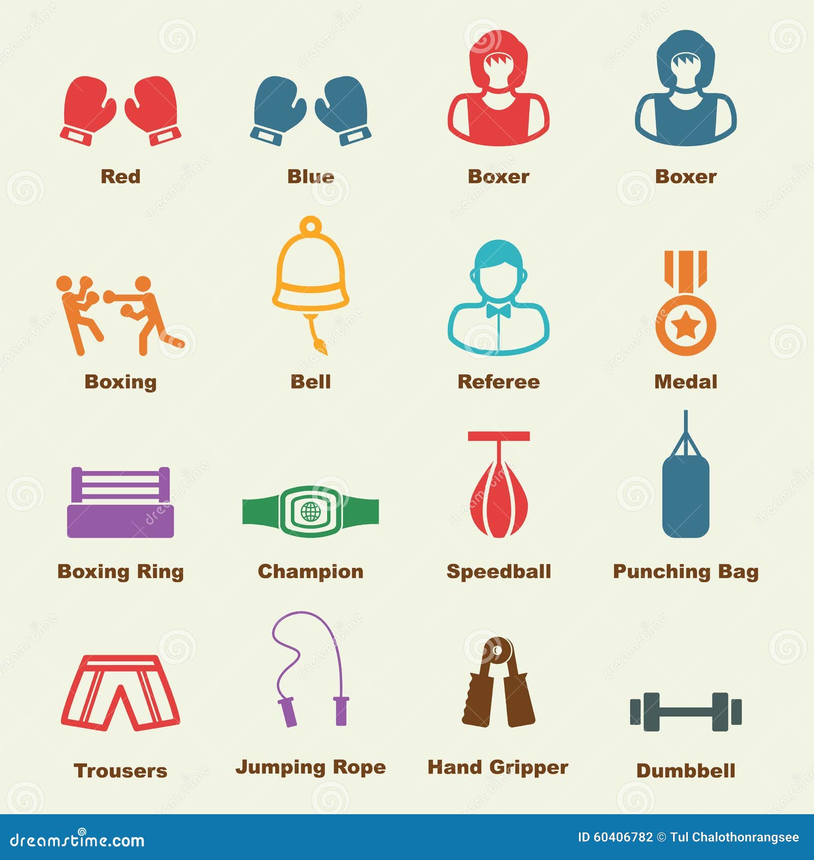 Elementos del boxeo ilustración del vector. Ilustración de boxeo - 60406782