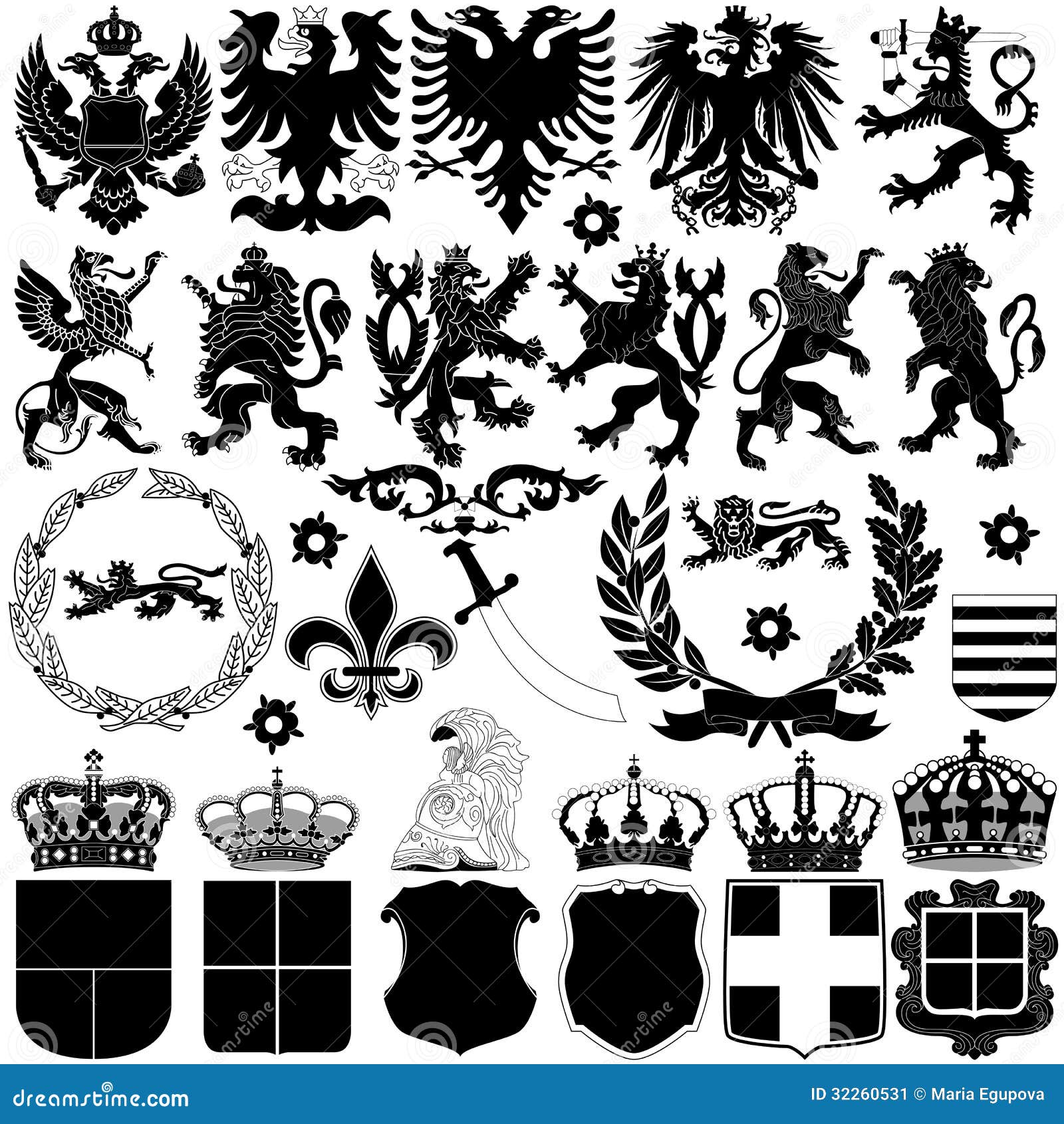 Elementos Del Diseño De La Heráldica Ilustración del Vector ...
