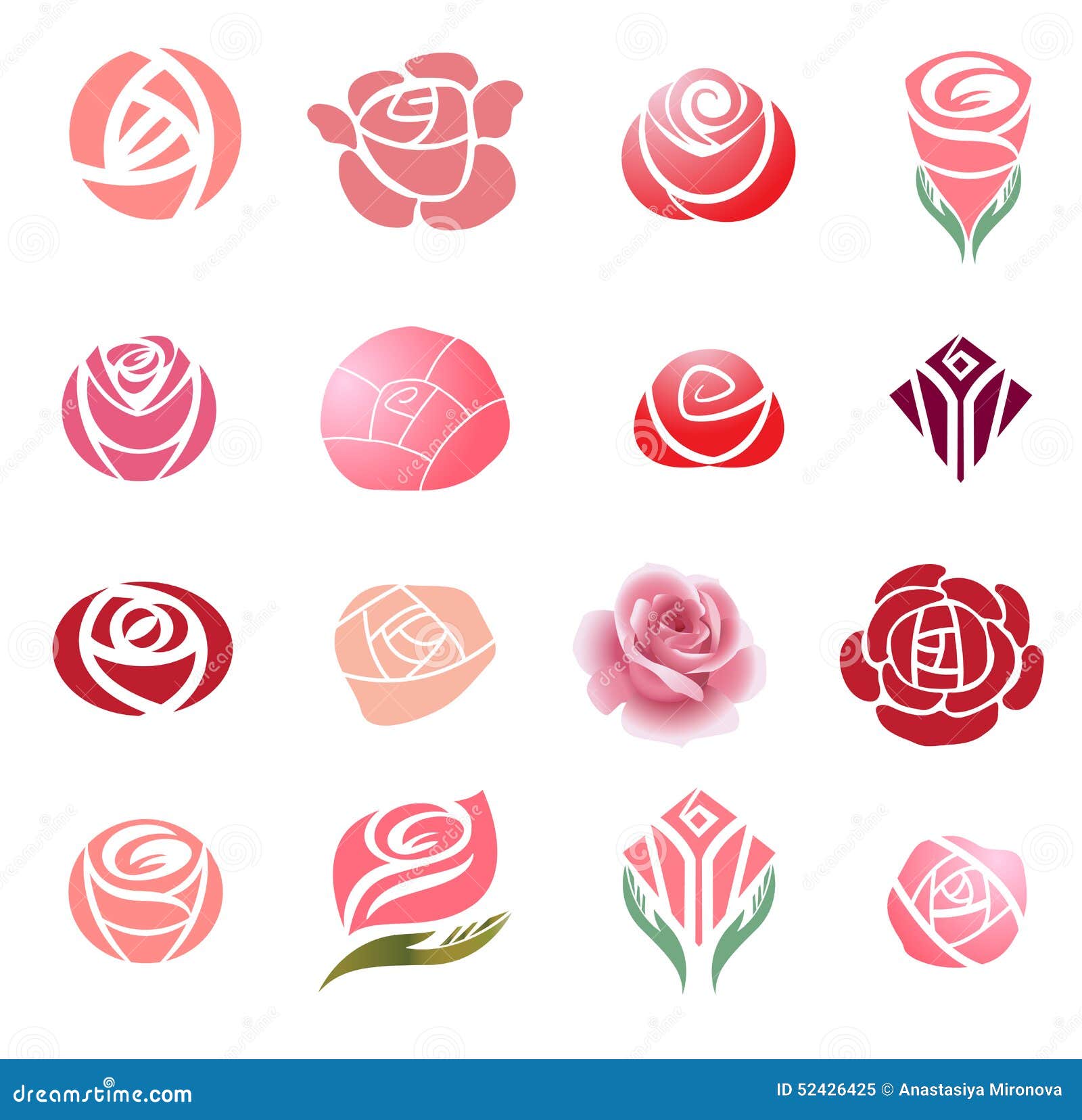 Elementos Del Diseño De Las Rosas Ilustración del Vector - Ilustración ...