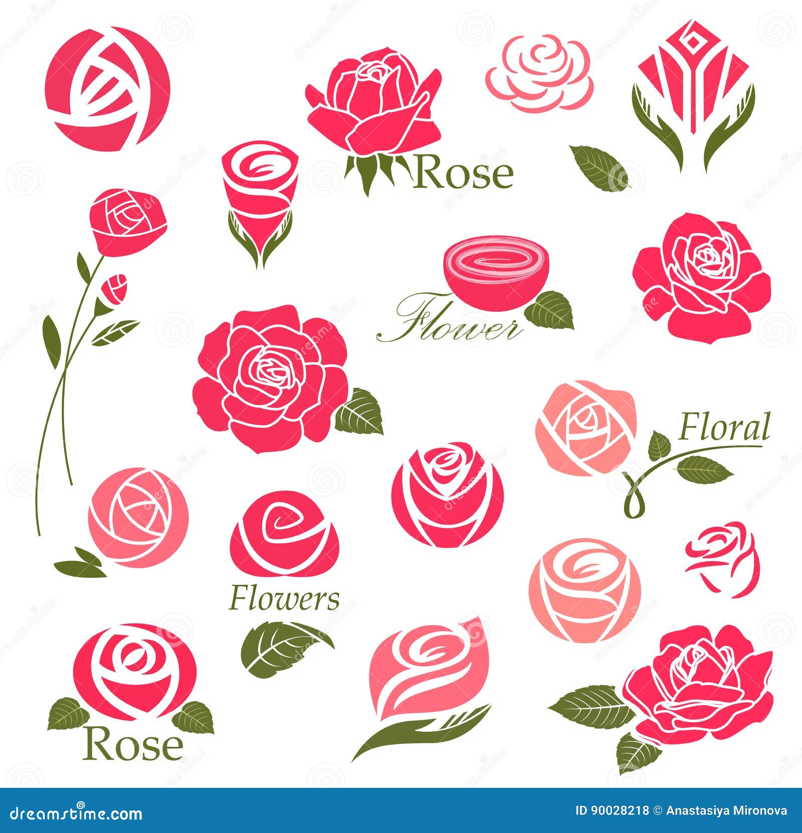 Elementos Del Diseño De Las Rosas Ilustración del Vector - Ilustración ...
