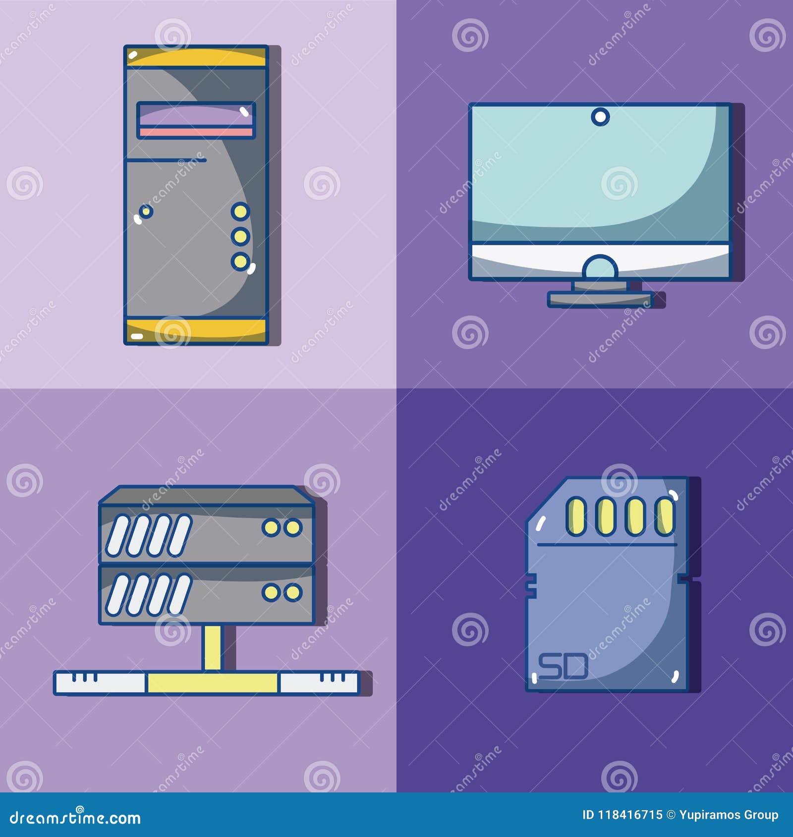 Elementos del hardware ilustración del vector. Ilustración de sistema ...