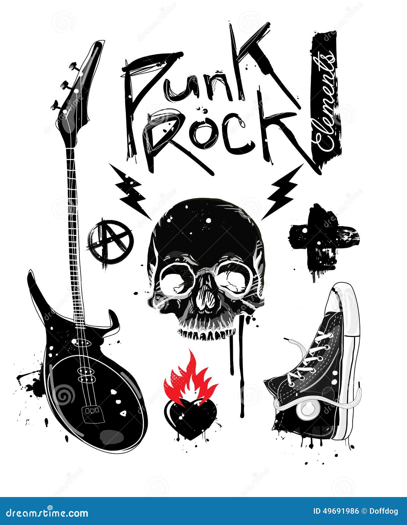 Elementos del punk rock ilustración del vector. Ilustración de hombre ...