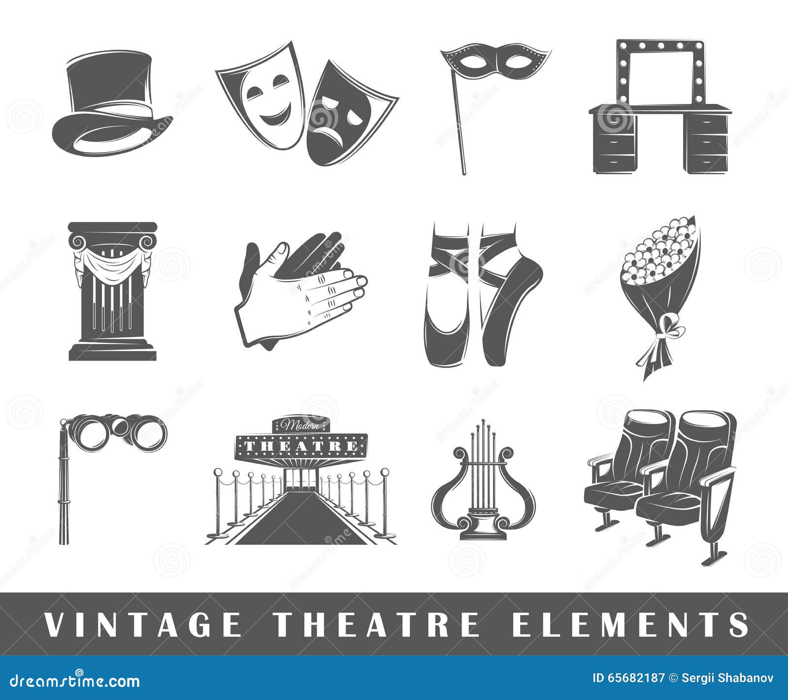 Elementos Do Teatro Do Vintage Ilustração do Vetor - Ilustração de ...