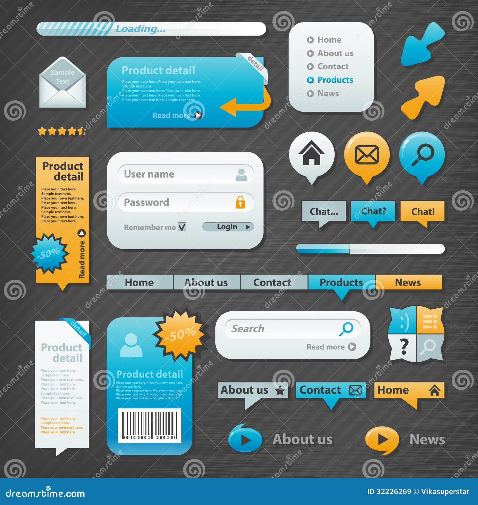 Elementos do Web site ilustração do vetor. Ilustração de forma - 32226269
