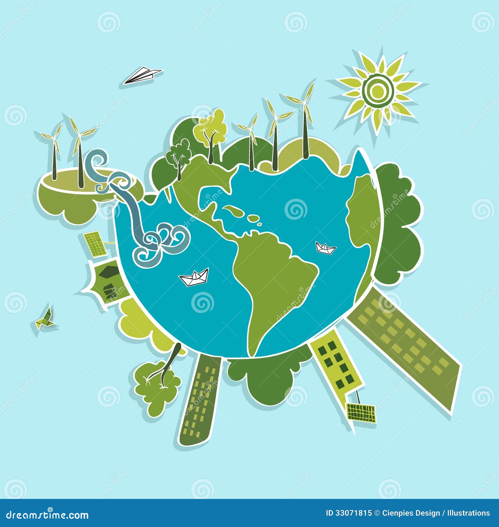 Elementos Ecológicos Del Mundo Verde. Ilustración del Vector ...