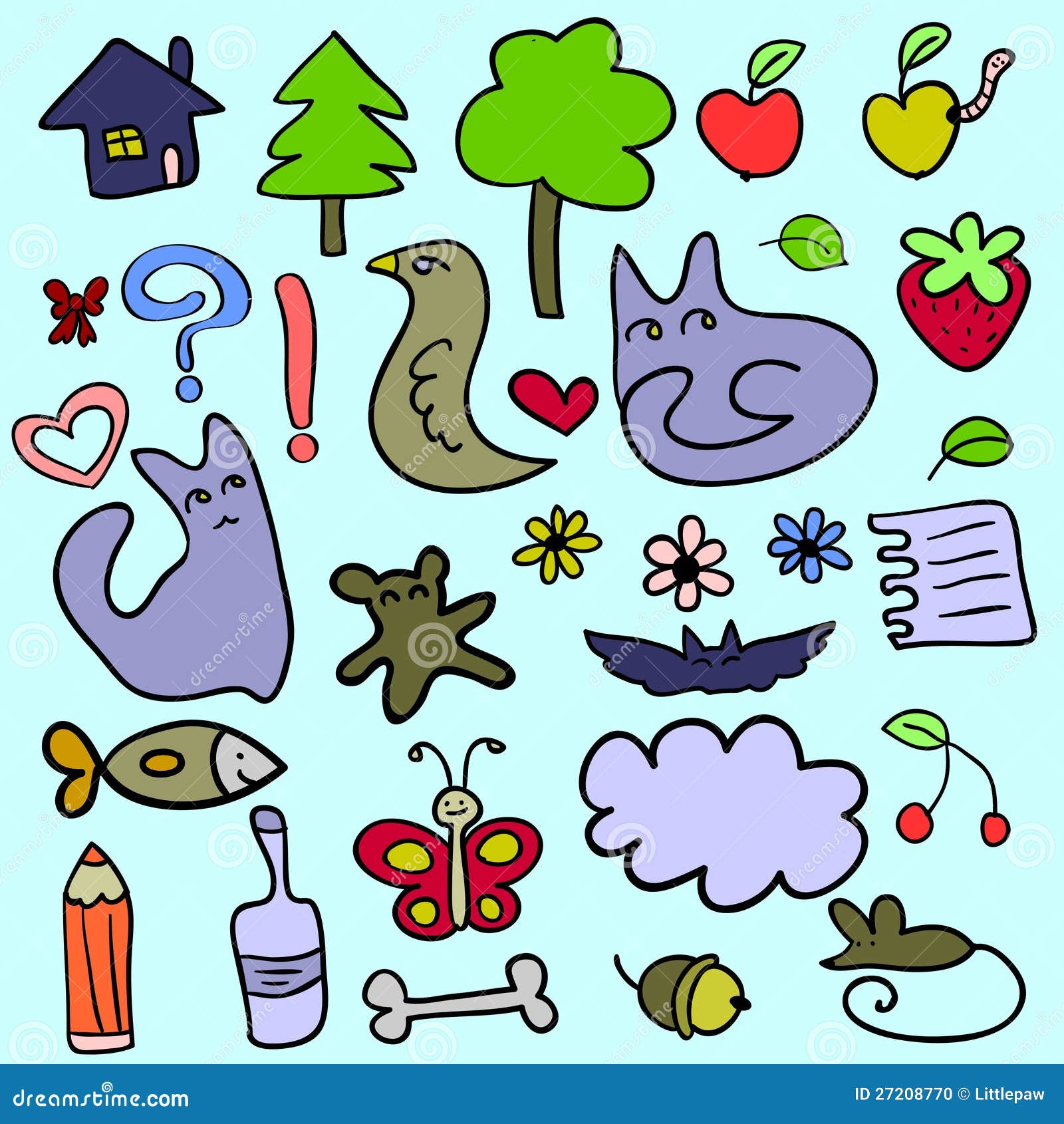 Elementos Infantiles Del Doodle Ilustración del Vector - Ilustración de ...