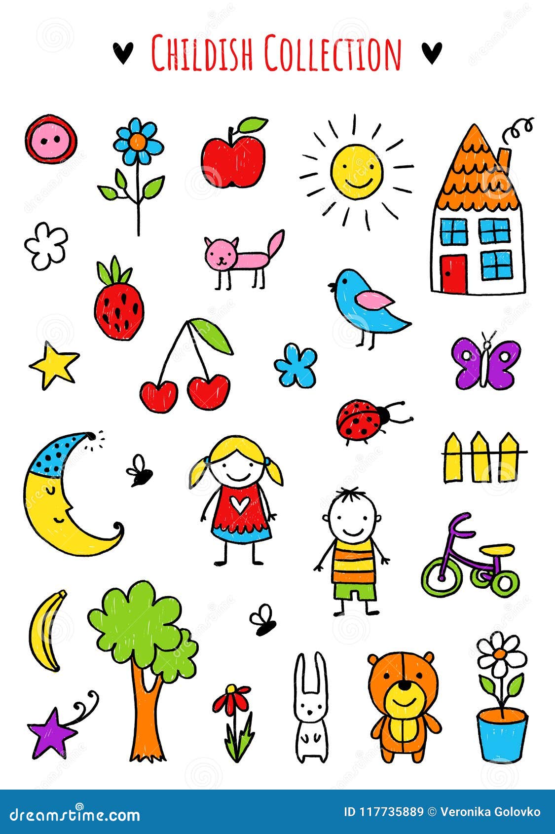 Elementos Infantiles Del Vector Ilustración del Vector - Ilustración de ...