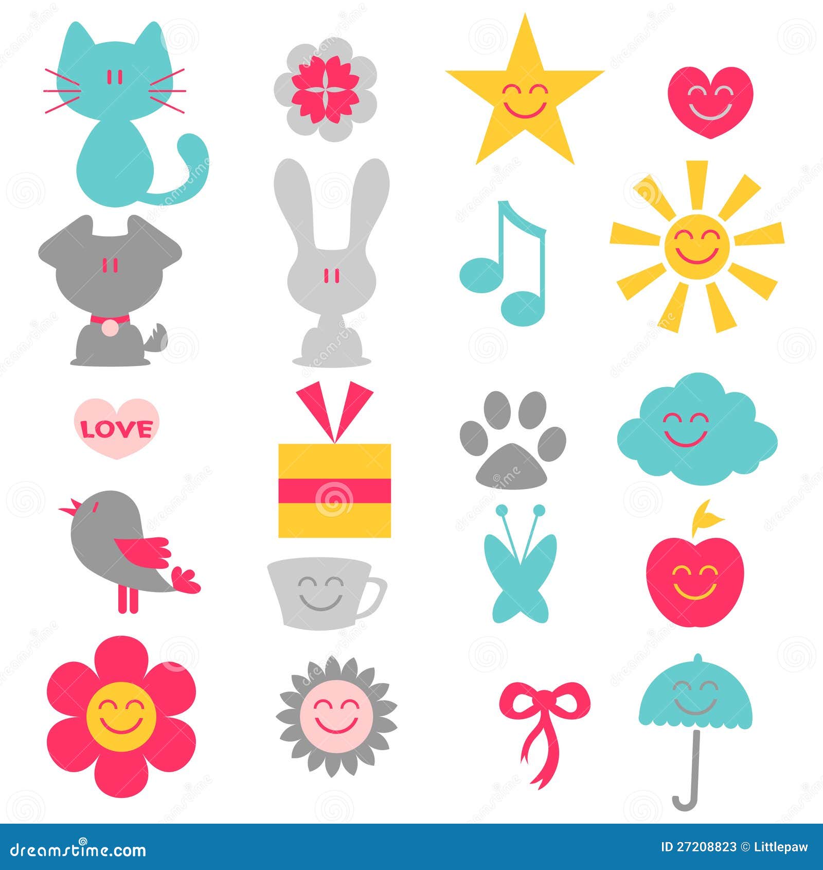 Elementos Infantiles Lindos Ilustración del Vector - Ilustración de ...