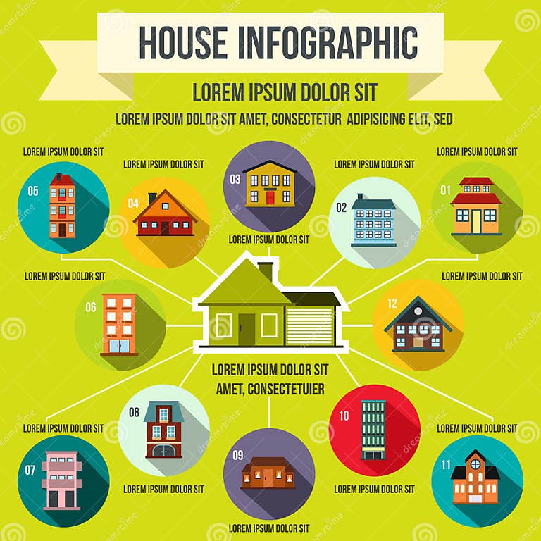 Elementos Infographic Da Casa, Estilo Liso Ilustração do Vetor ...