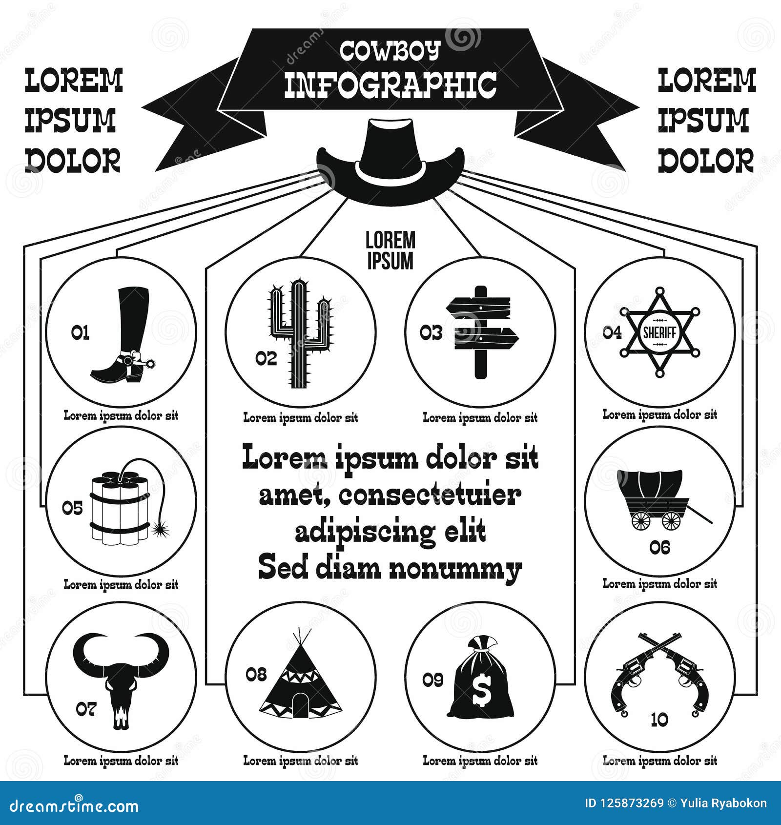 Elementos Infographic Del Vaquero, Estilo Simple Stock de ilustración ...