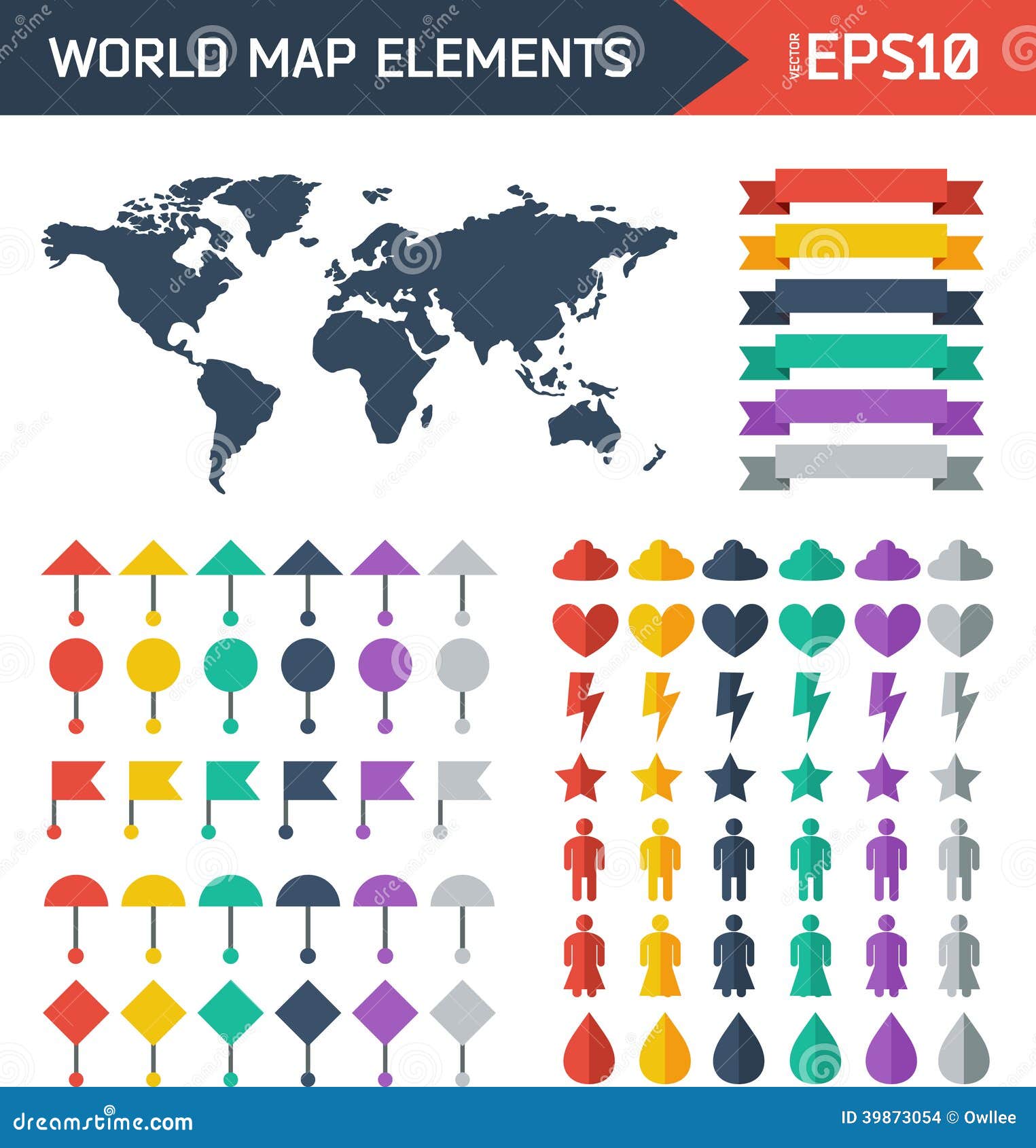 Elementos Infographic Do Mapa Do Mundo Liso. Ilustração do Vetor ...