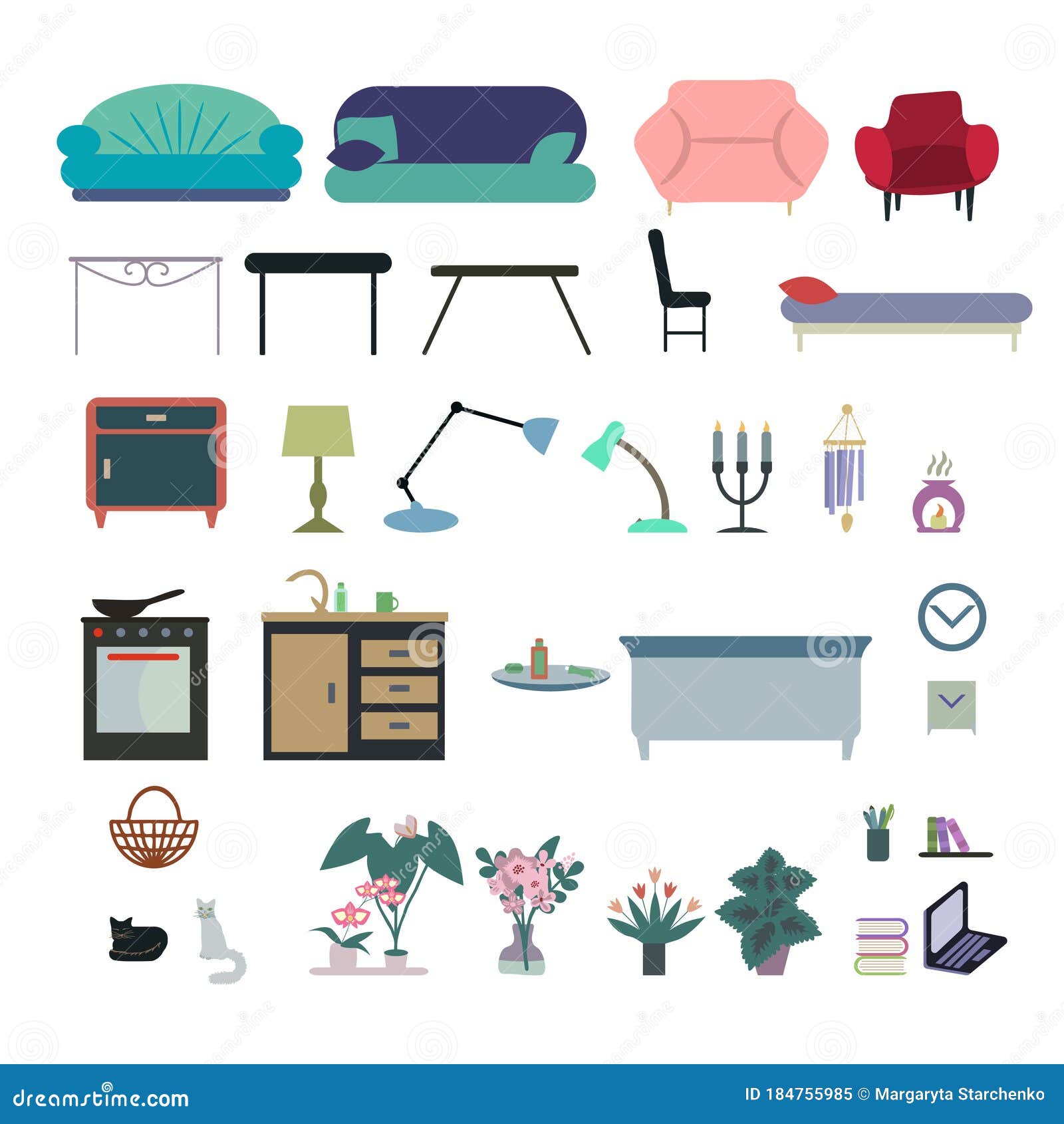 Elementos Interiores Del Hogar Ilustración del Vector - Ilustración de ...