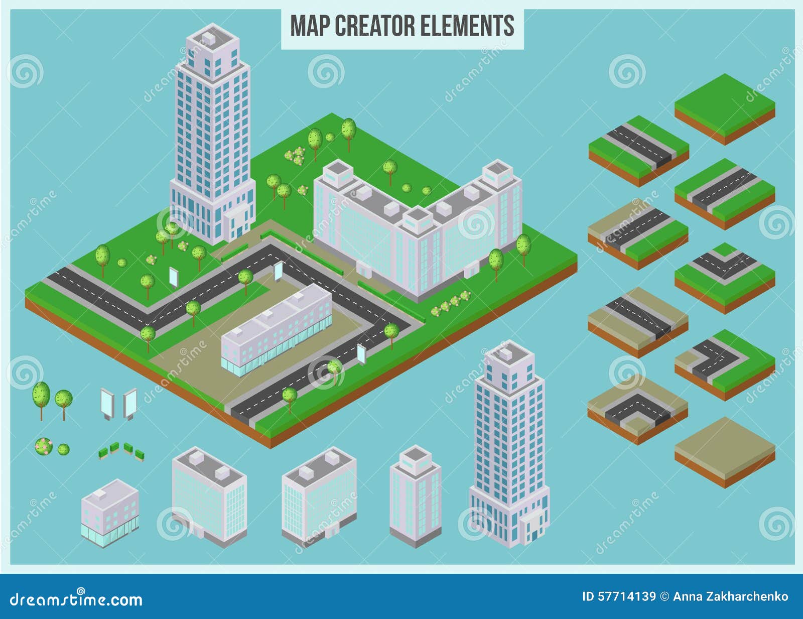 Elementos Isométricos Del Creador Del Mapa Para El Edificio De La ...