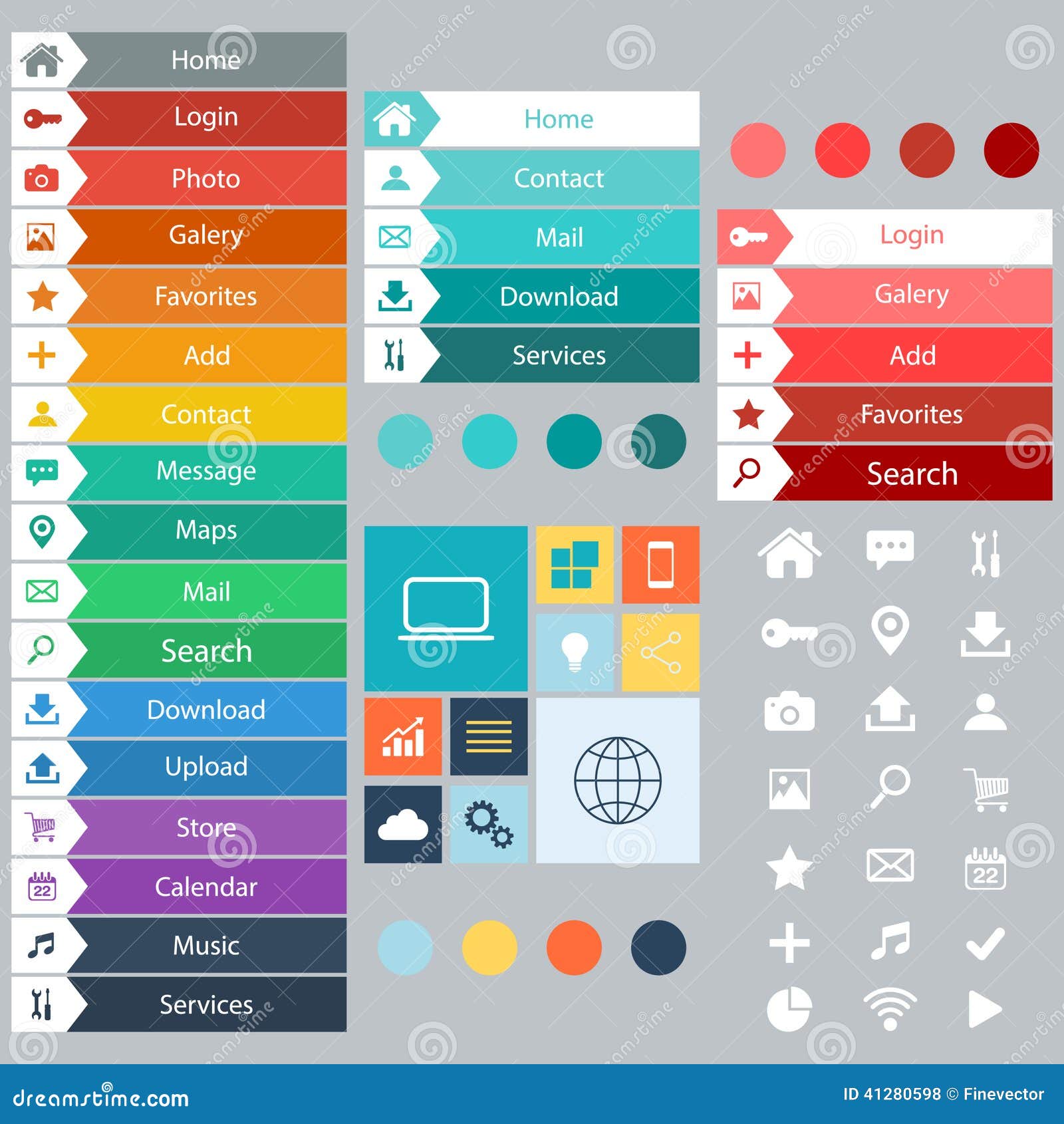 Elementos Lisos Do Design Web, Botões, ícones Moldes Para O Web Site ...