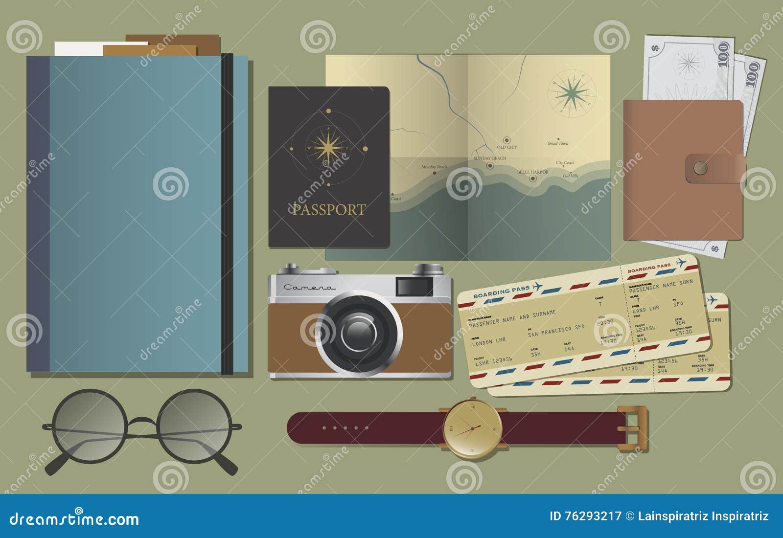 Elementos Planos Del Viaje De La Endecha Ilustración del Vector ...