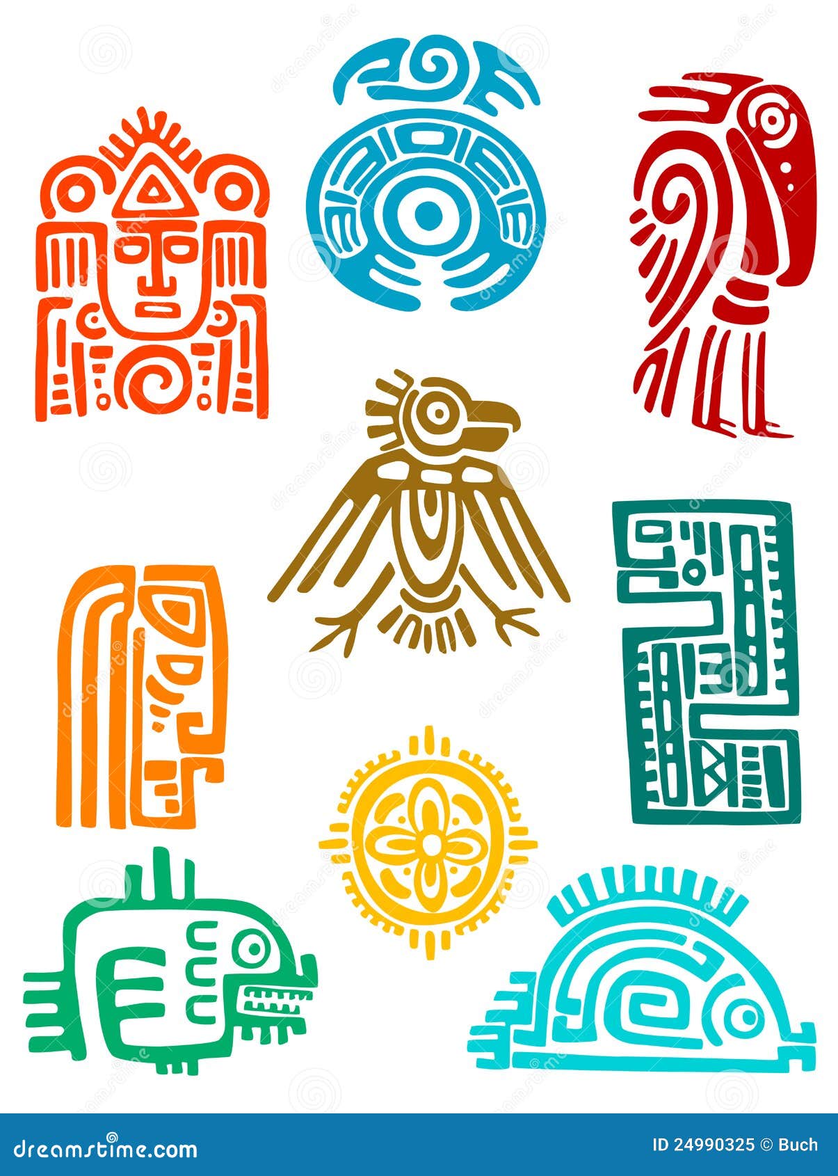 Elementos Y Símbolos Antiguos Del Maya Foto de archivo libre de ...