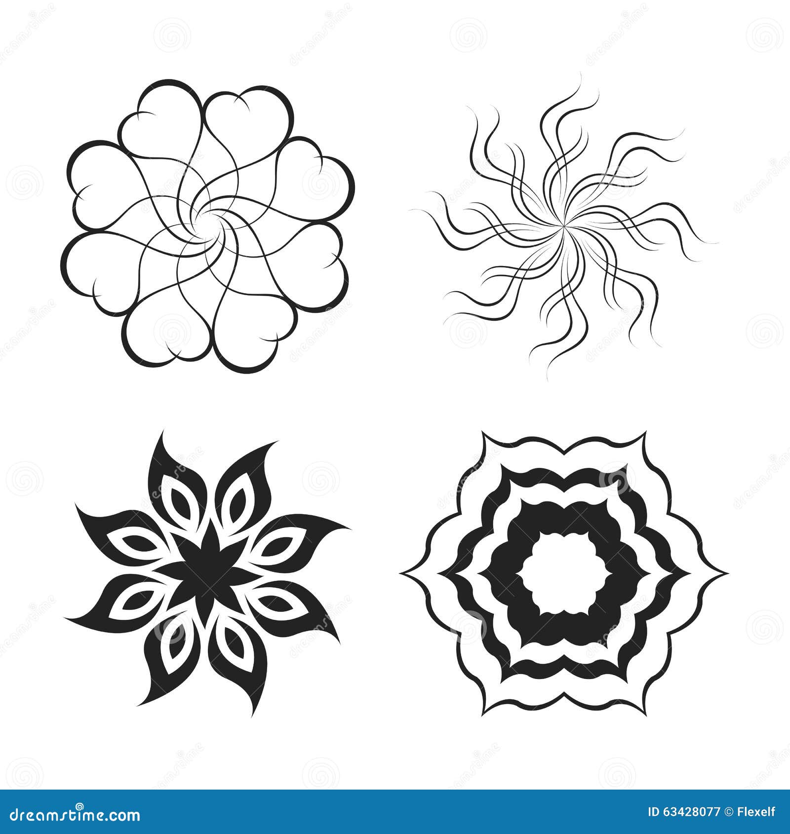 Elements - Abstract Flower and Star Stock Vector - Illustration of ...