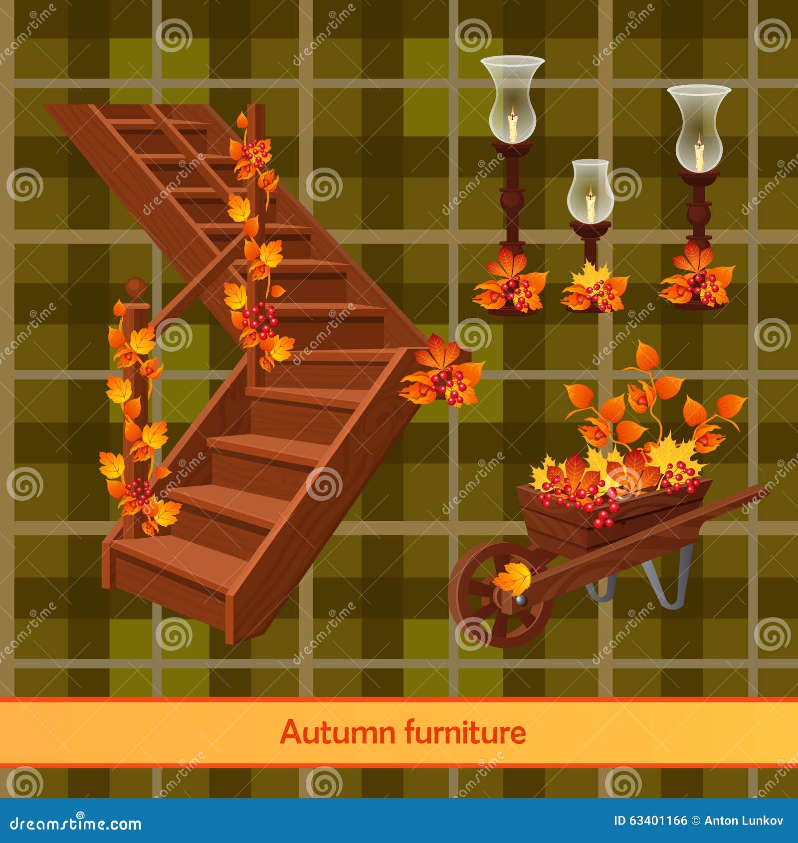 Elements of the Autumn Scenery, Decor Stock Vector - Illustration of ...