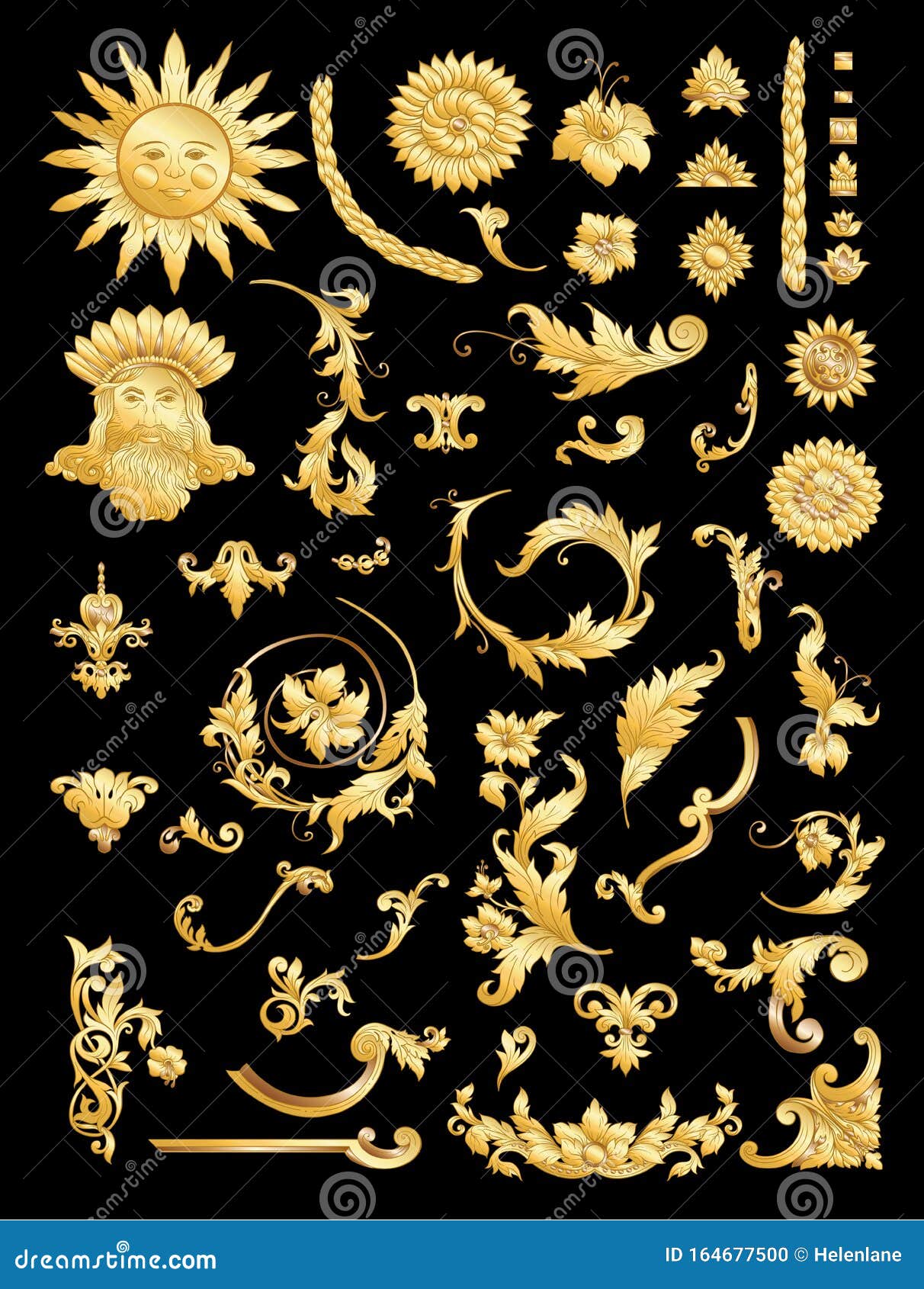 Elements in Baroque, Rococo, Victorian Stock Vector - Illustration of ...