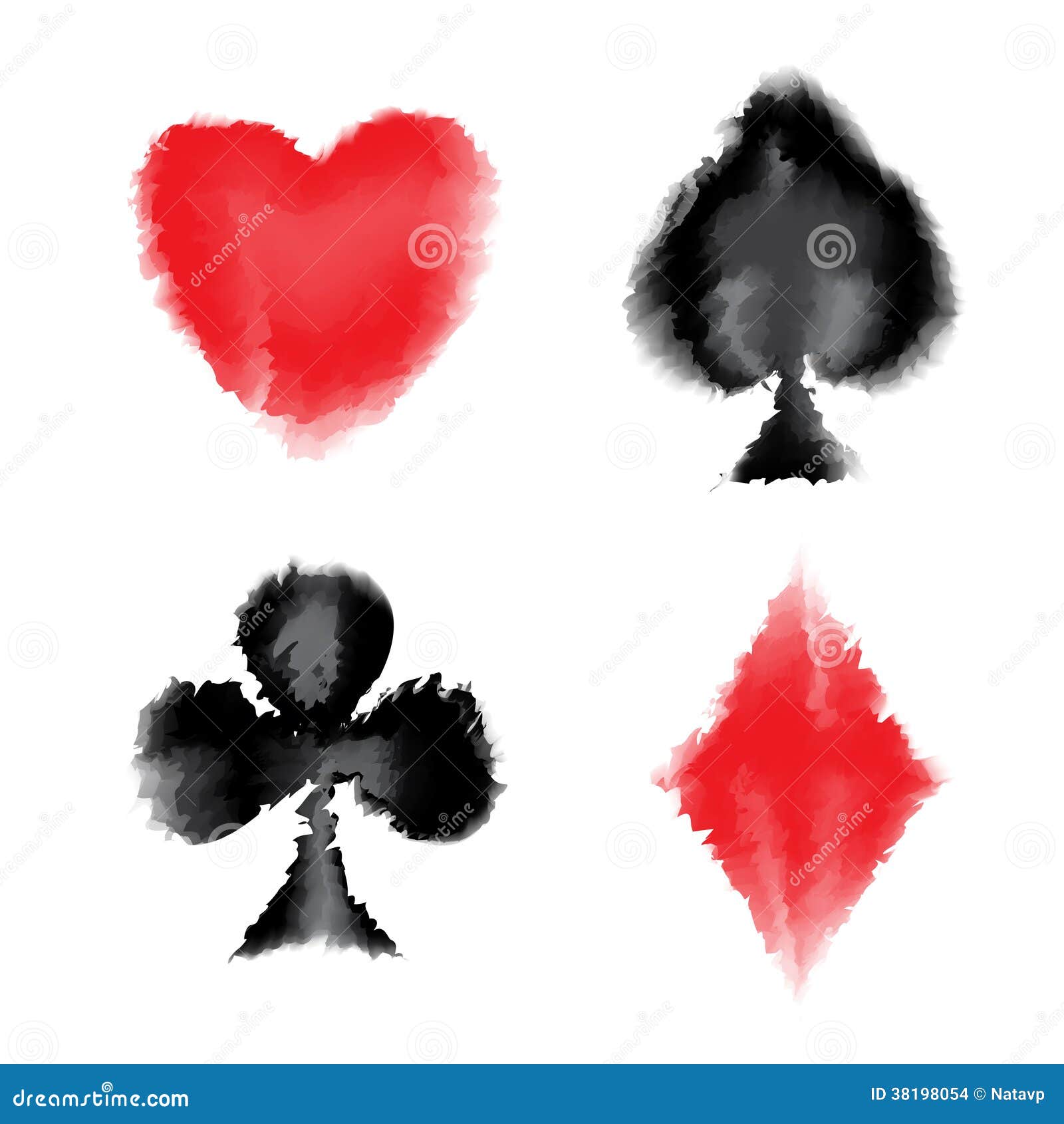 Elements for Card Suits Watercolor Design. Stock Vector - Illustration ...