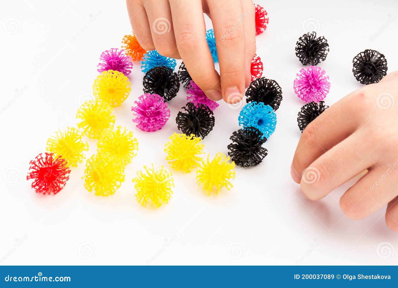 Elements of Children`s Designer of Velcro in Kid Hands,isolated on ...