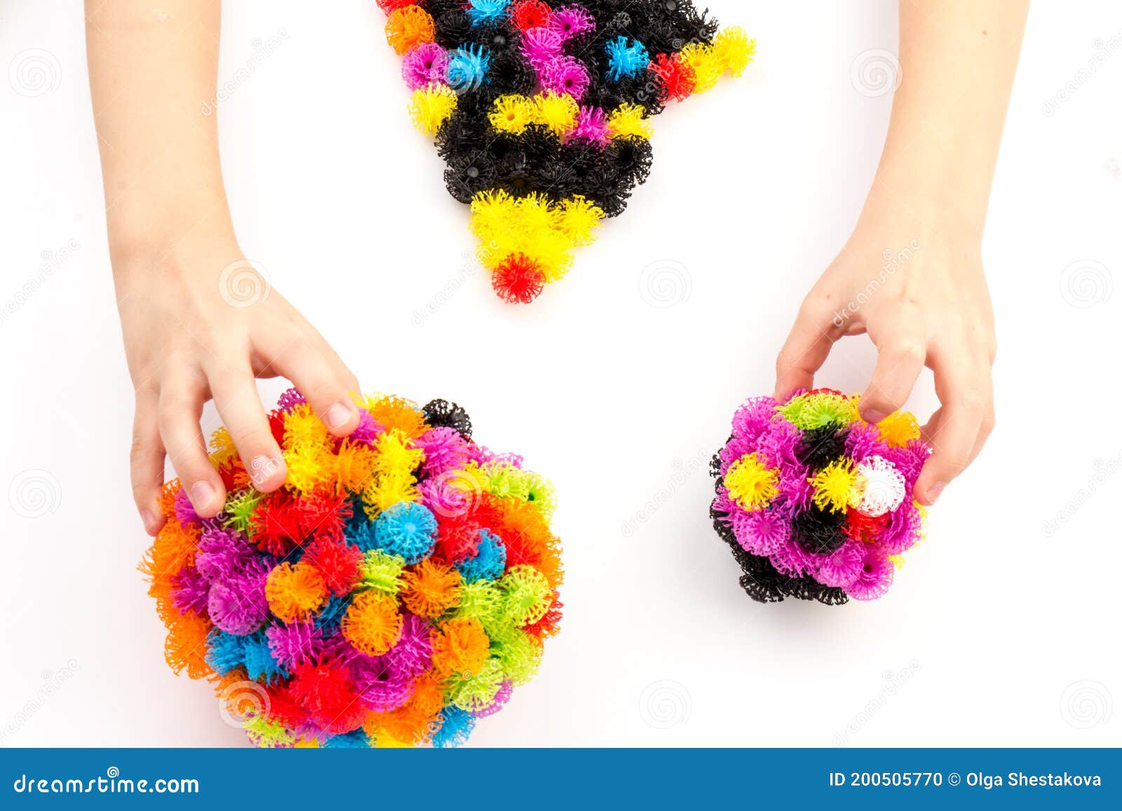 Elements of Children`s Designer of Velcro in Kid Hands,isolated on ...