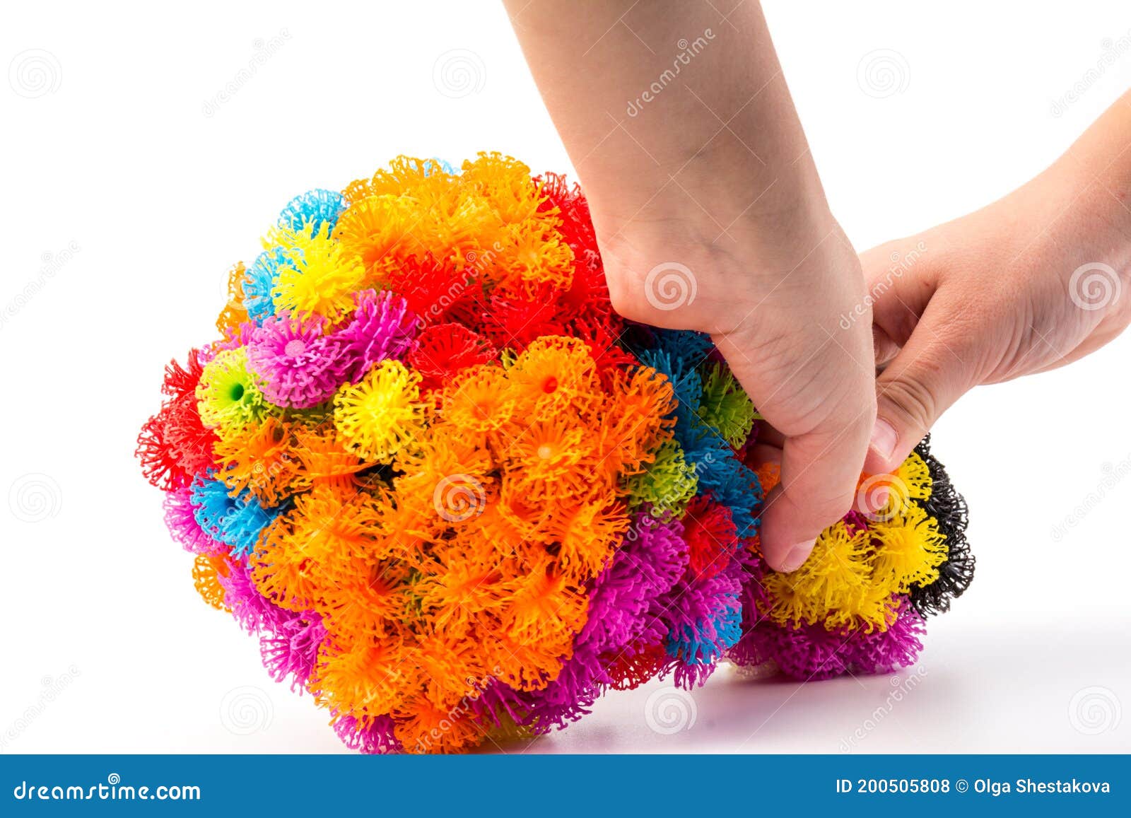 Elements of Children`s Designer of Velcro in Kid Hands,isolated on ...