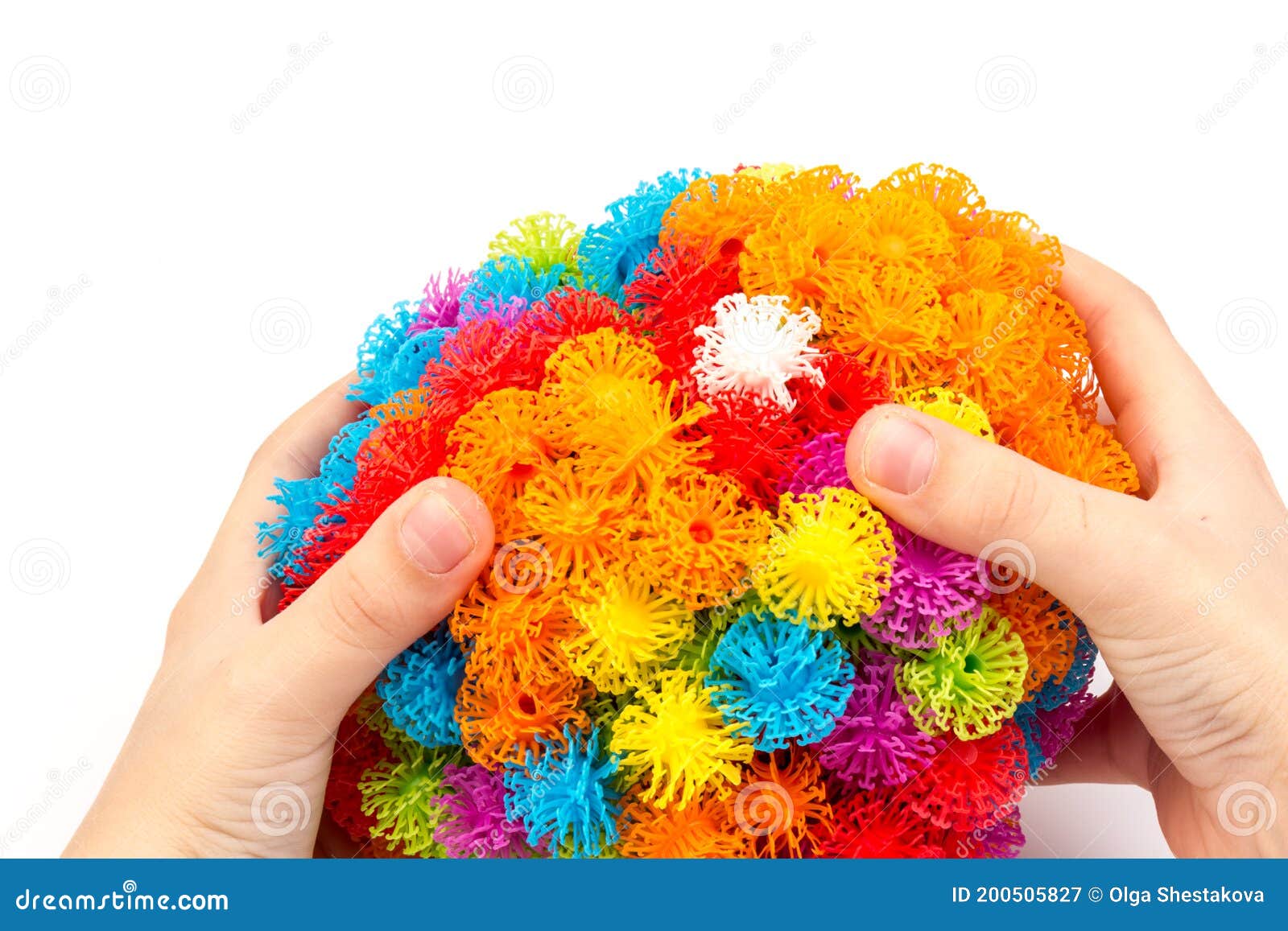 Elements of Children`s Designer of Velcro in Kid Hands,isolated on ...