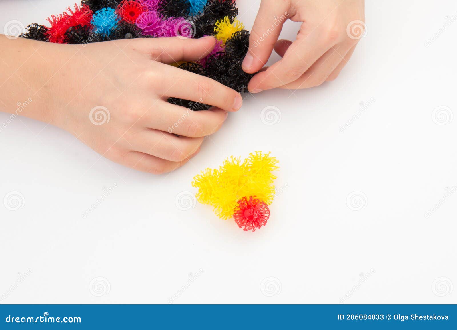 Elements of Children`s Designer of Velcro in Kid Hands,isolated on ...