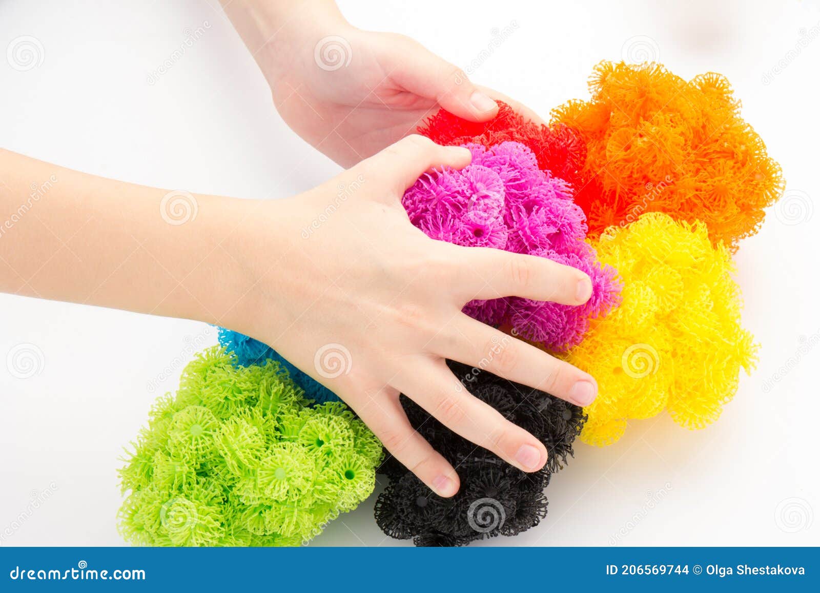 Elements of Children`s Designer of Velcro in Kid Hands,isolated on ...