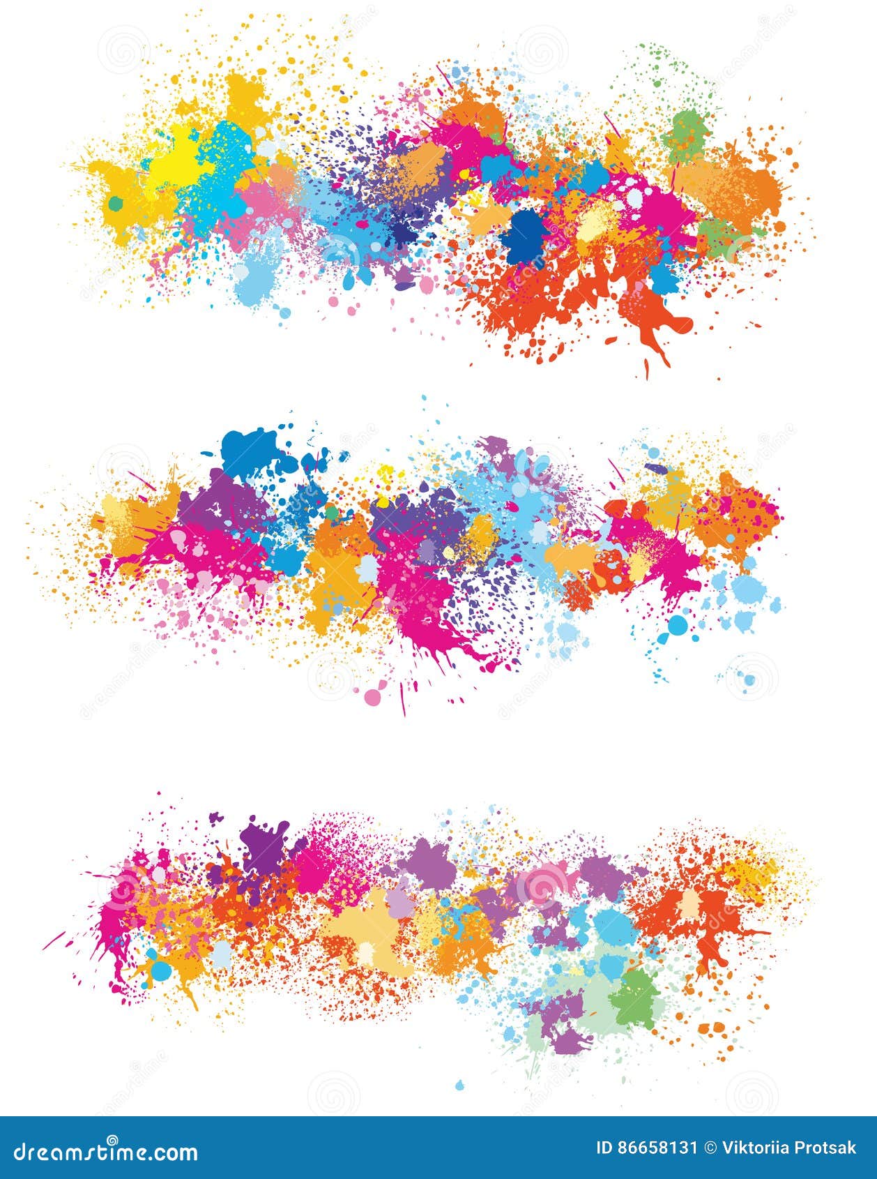 Paint Stains Seamless Splatter, Spray Blots, Spots Vector Illustration ...