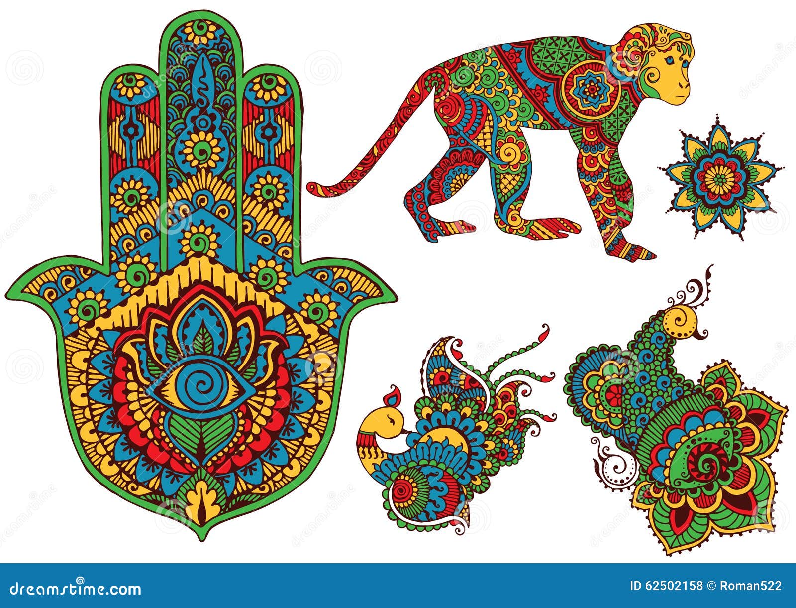Elements of Design in the Style of Mehndi Stock Vector - Illustration ...