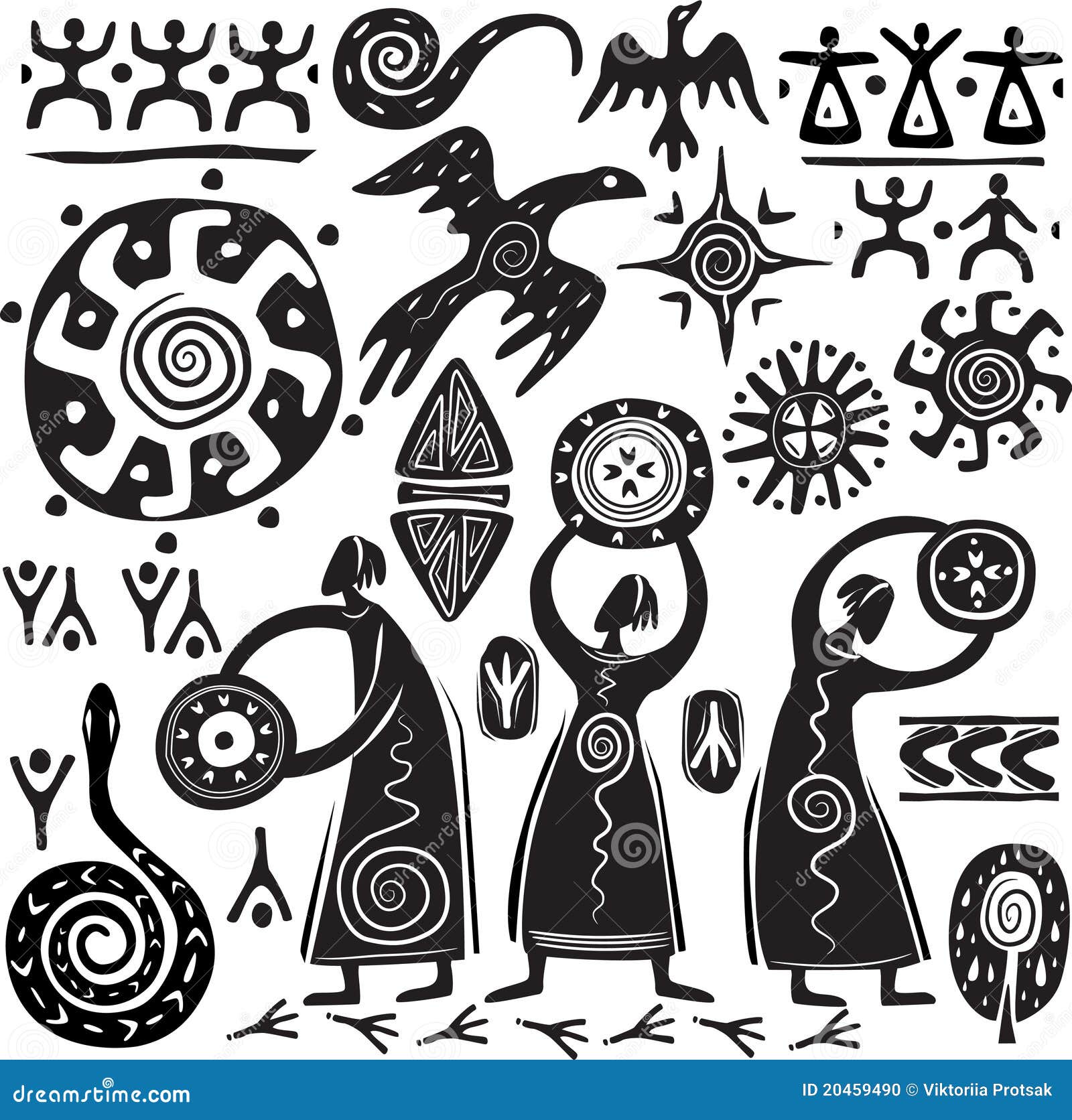 Elements for Designing Primitive Art Stock Vector - Illustration of ...