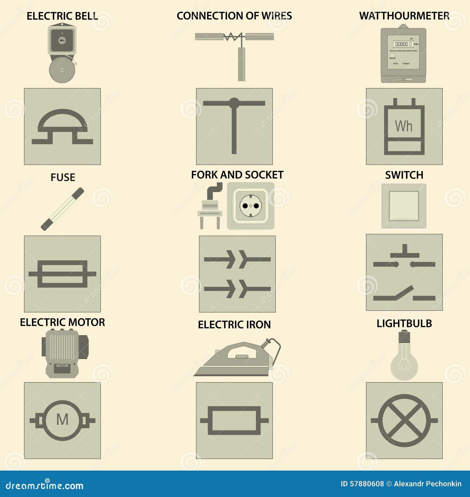 Elements of electric chain stock vector. Illustration of component ...