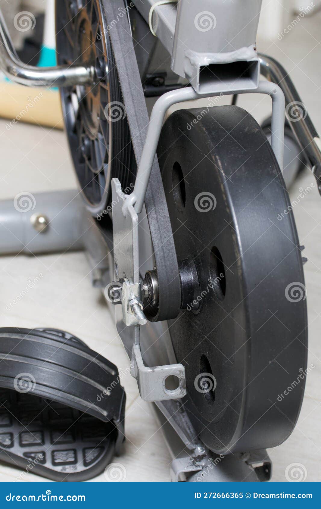 Elements of an Exercise Bike. Servicing the Drive Pulley and Flywheel ...