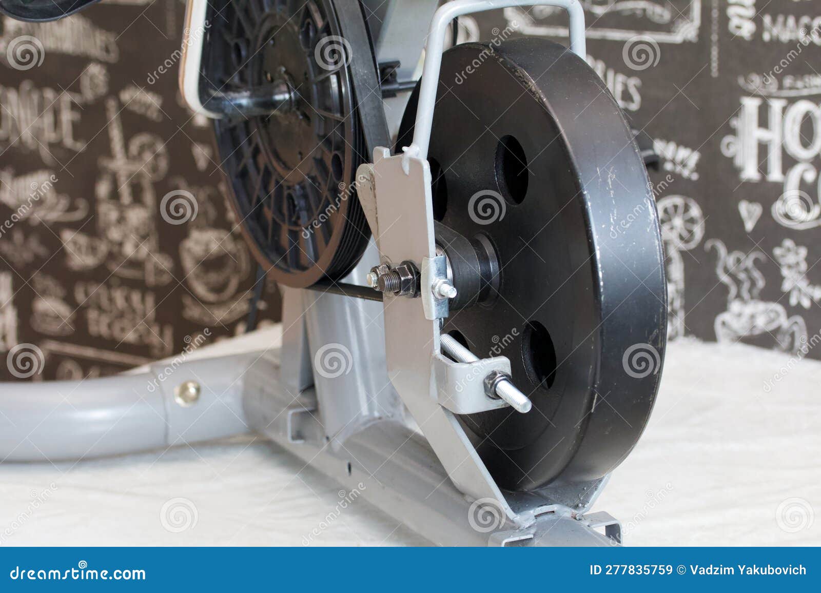 Elements Of An Exercise Bike. Steering Wheel Sensors And Display ...