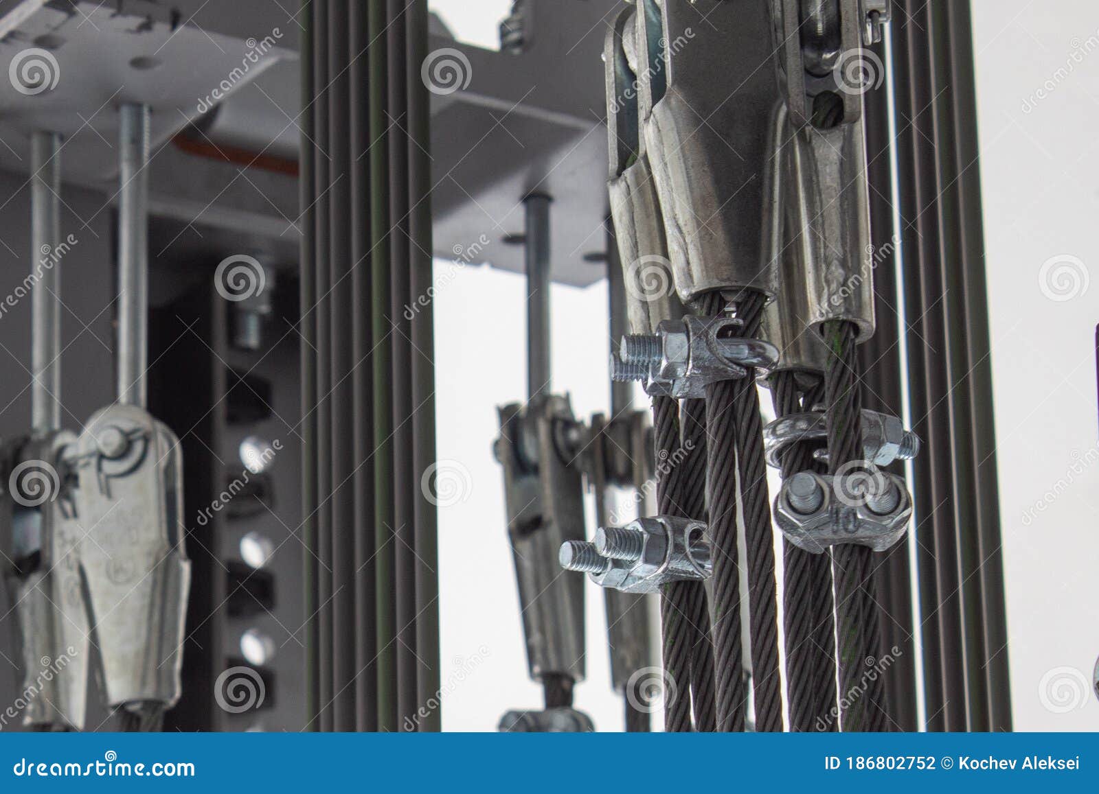 Elements of Fastening Steel Cables in the Glass Shaft of the Elevator ...