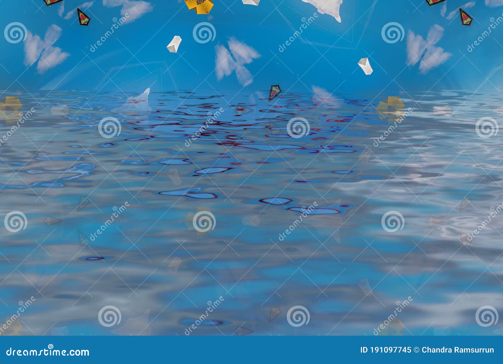 Elements Flying from the Sea. Conceptual Image Stock Image - Image of ...