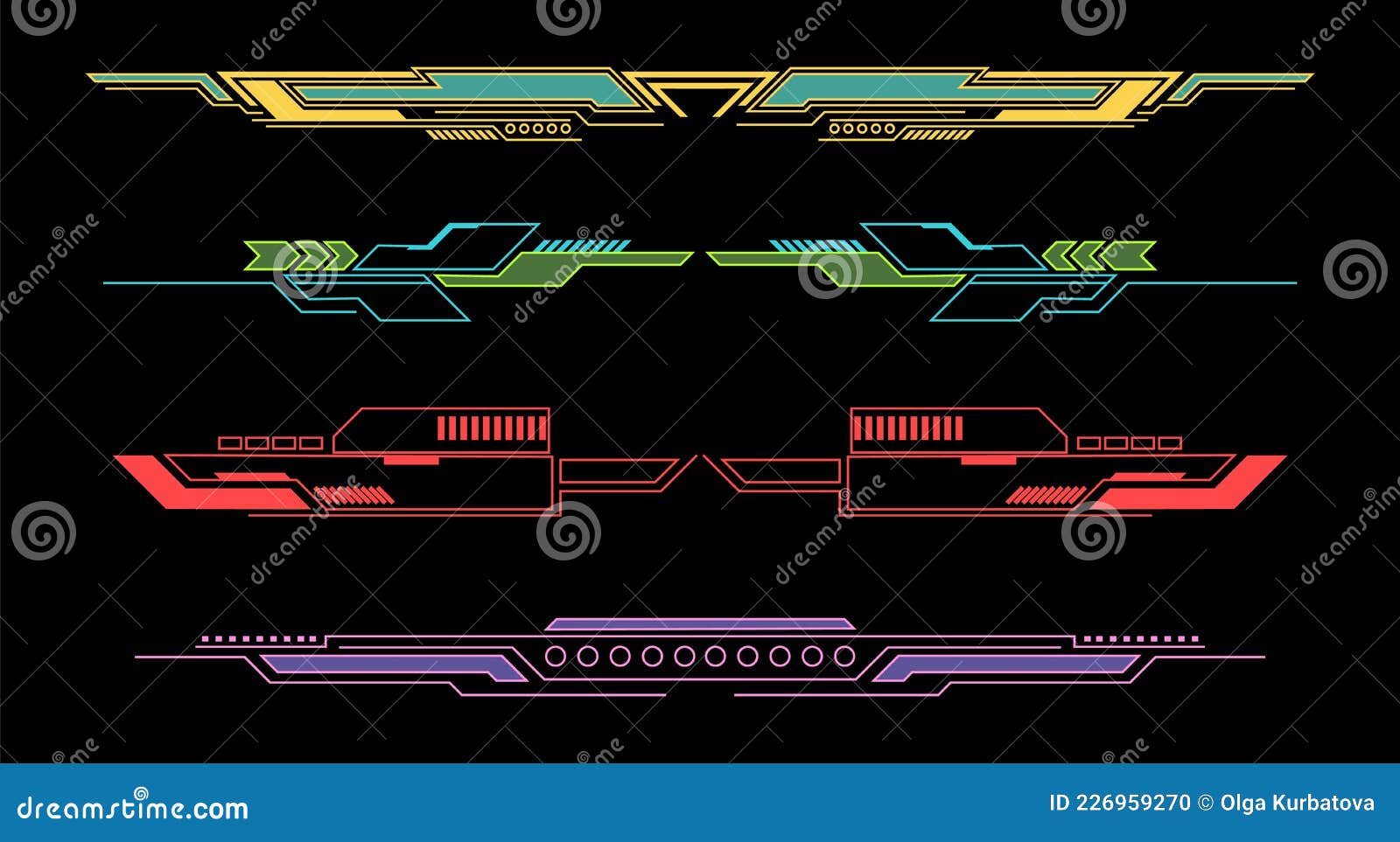 Modern Dividers Vector Set Of Geometric Lines For Page Decor, Art ...
